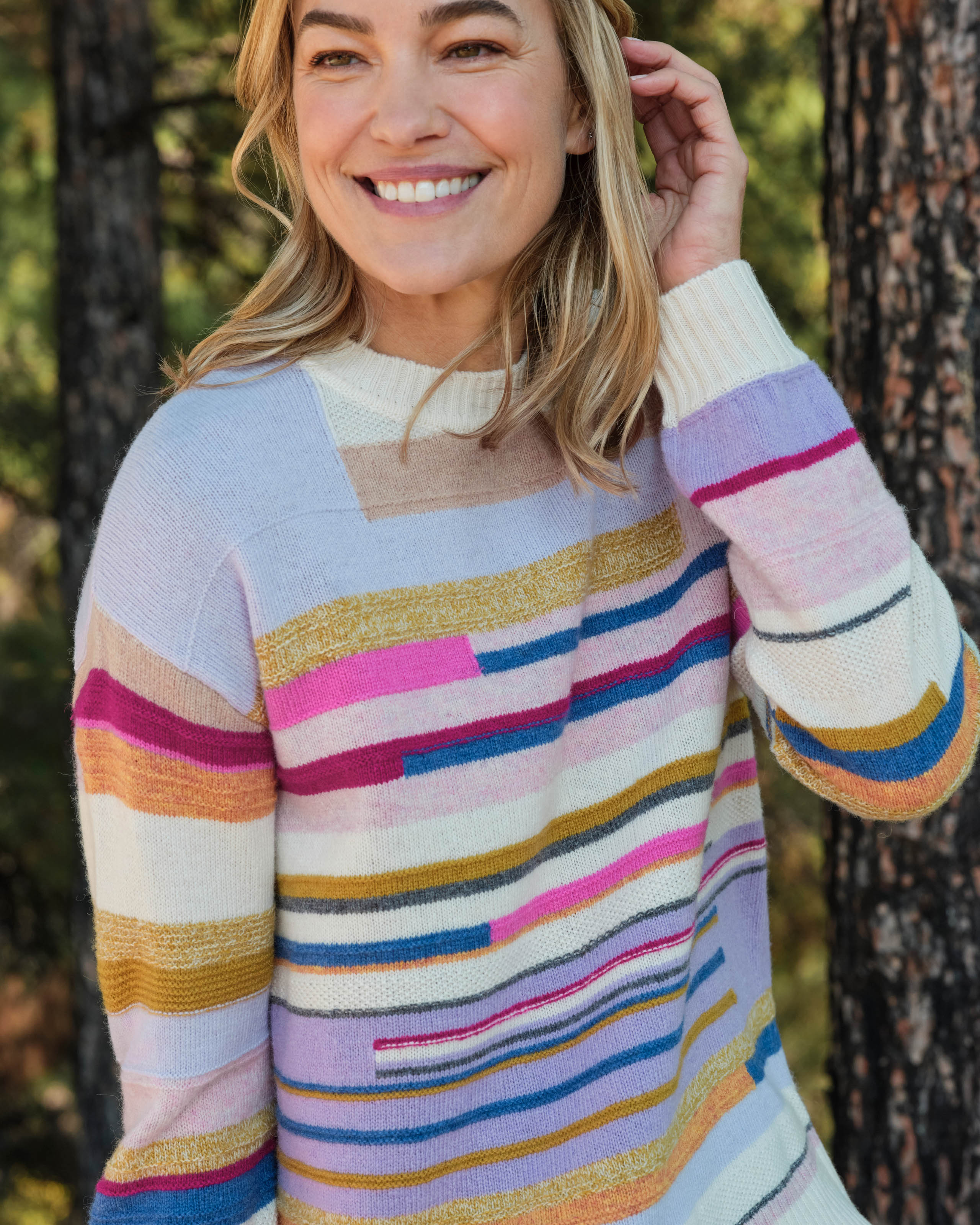 Multi | Textured Irregular Stripe Sweater | WoolOvers US