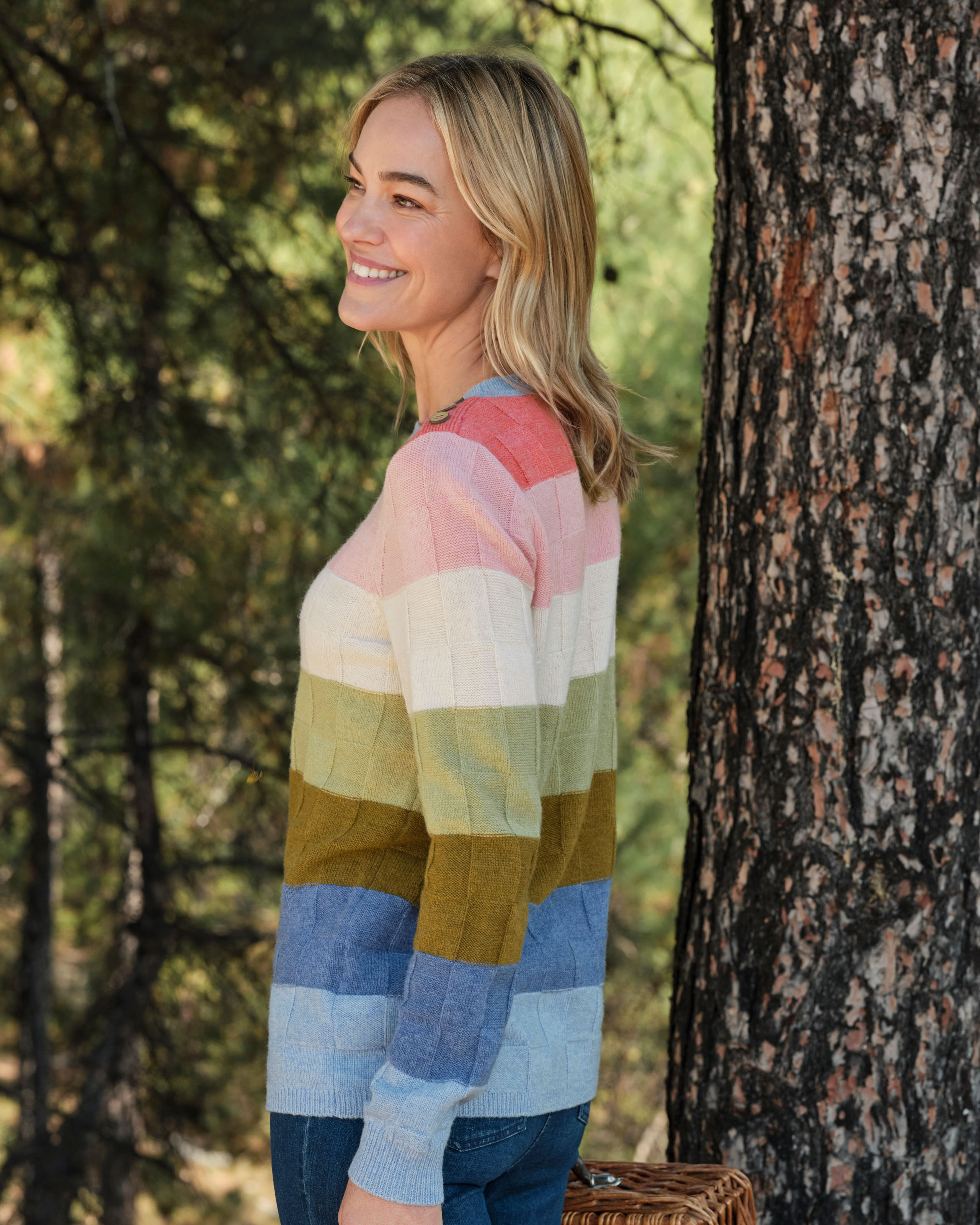 Multi | Mixed Stitch Colour Block Jumper | WoolOvers UK