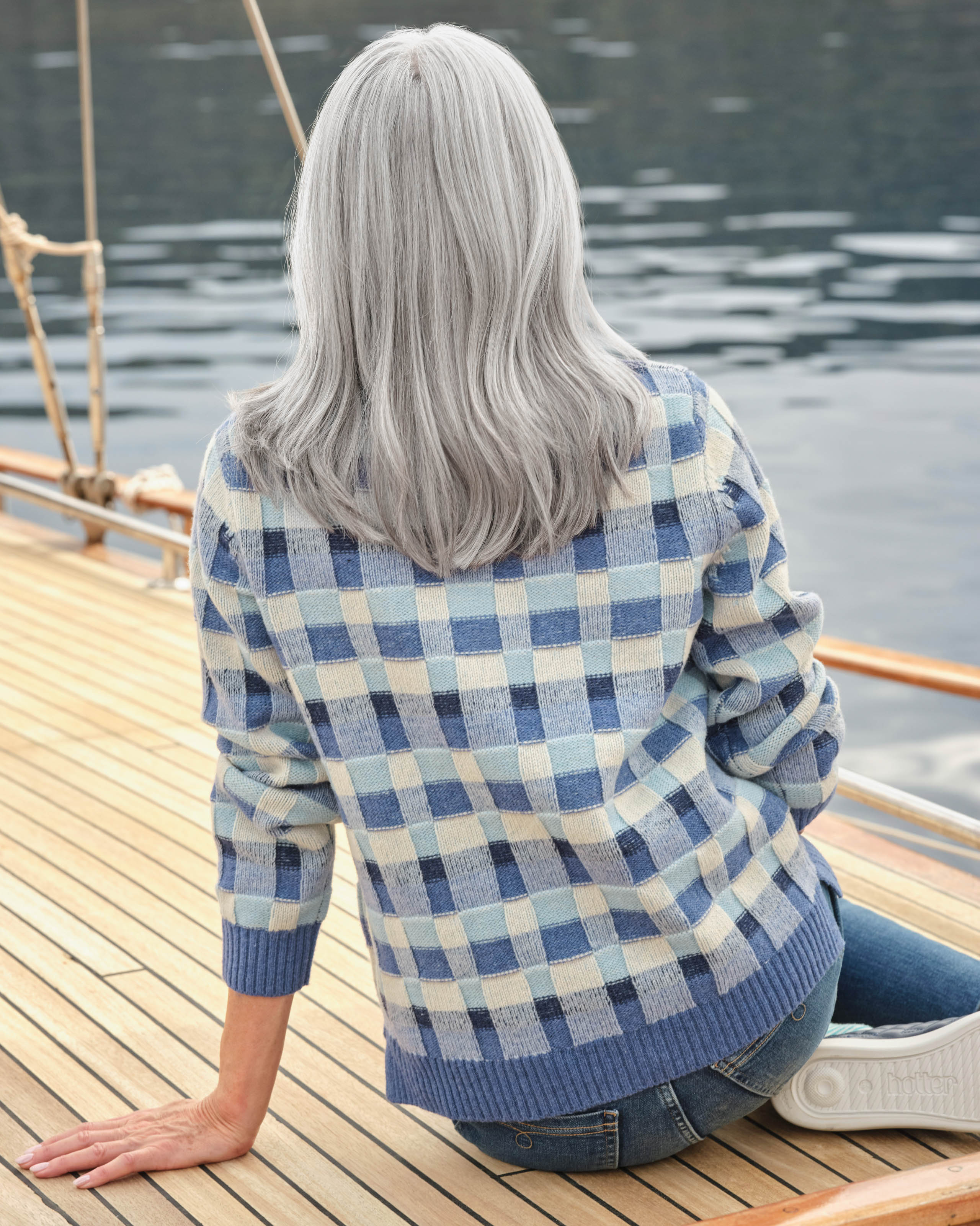 Multi Blue | Square Pattern Jumper | WoolOvers UK