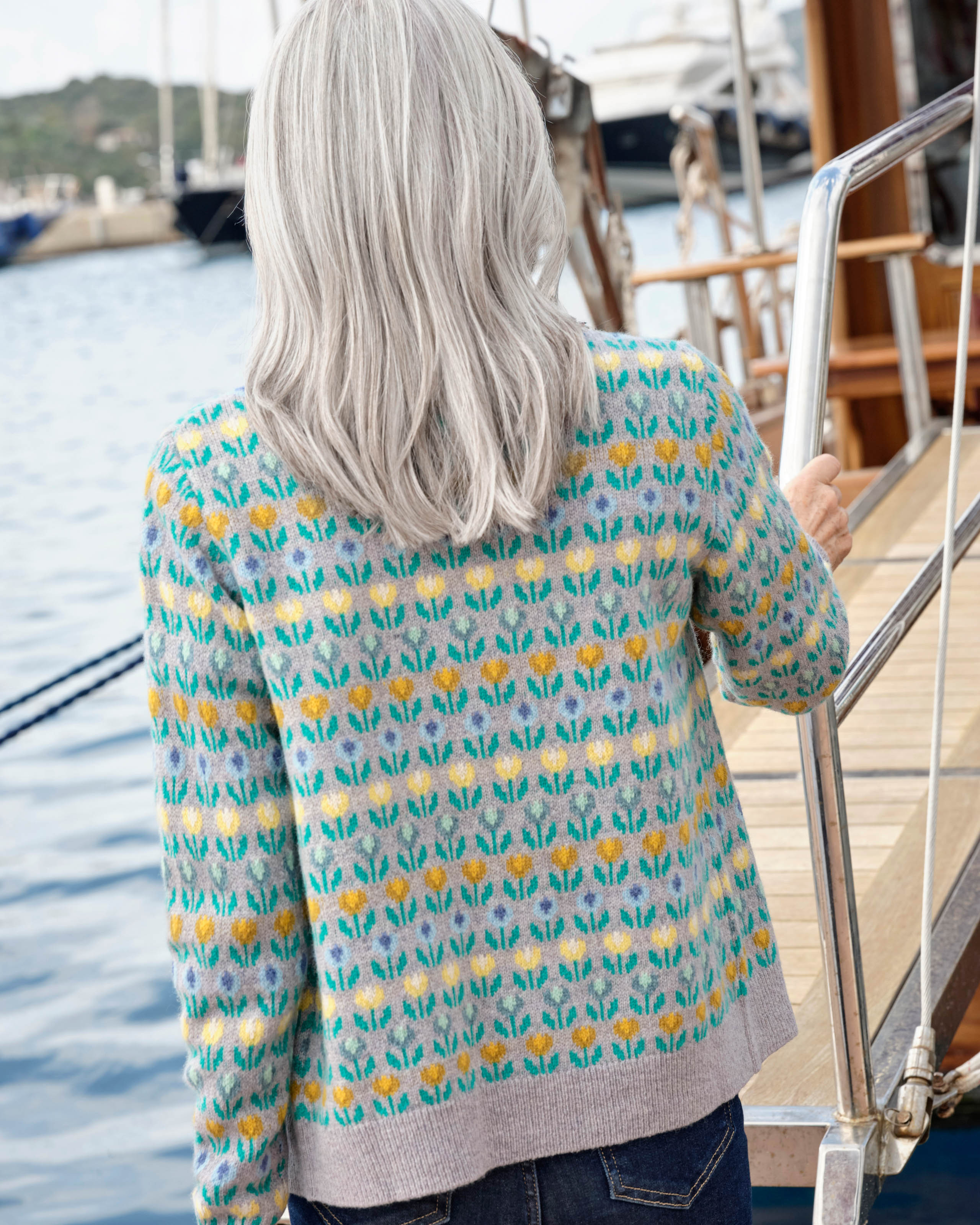 Grey Multi | Spring Tulip Cardigan | WoolOvers UK