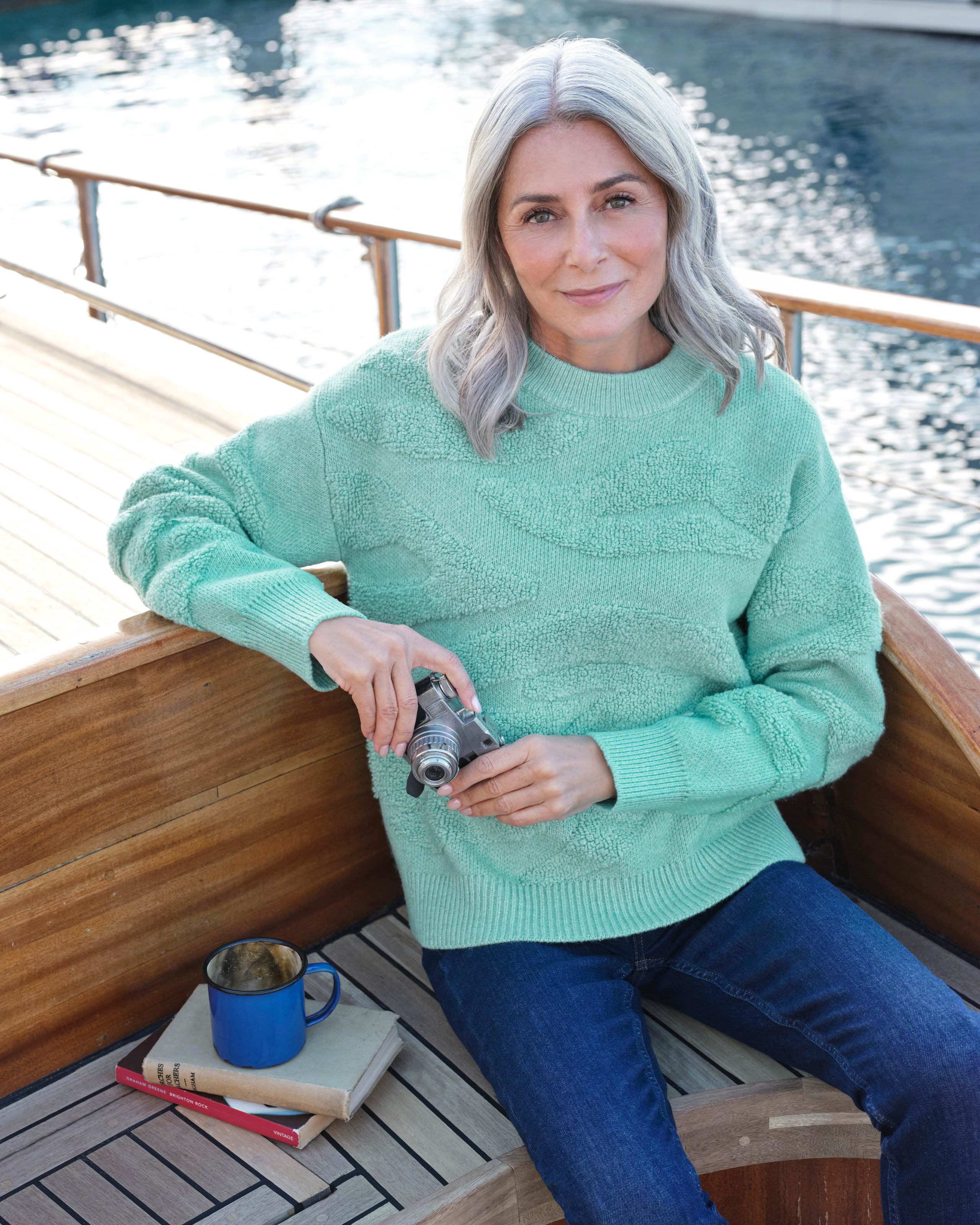 Mint Marl | Textured Wave Abstract Jumper | WoolOvers UK