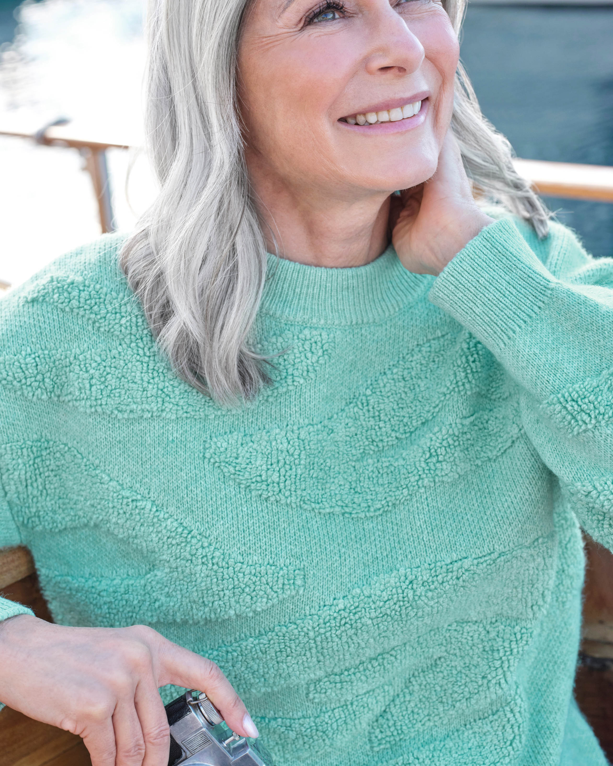 Mint Marl | Textured Wave Abstract Jumper | WoolOvers UK