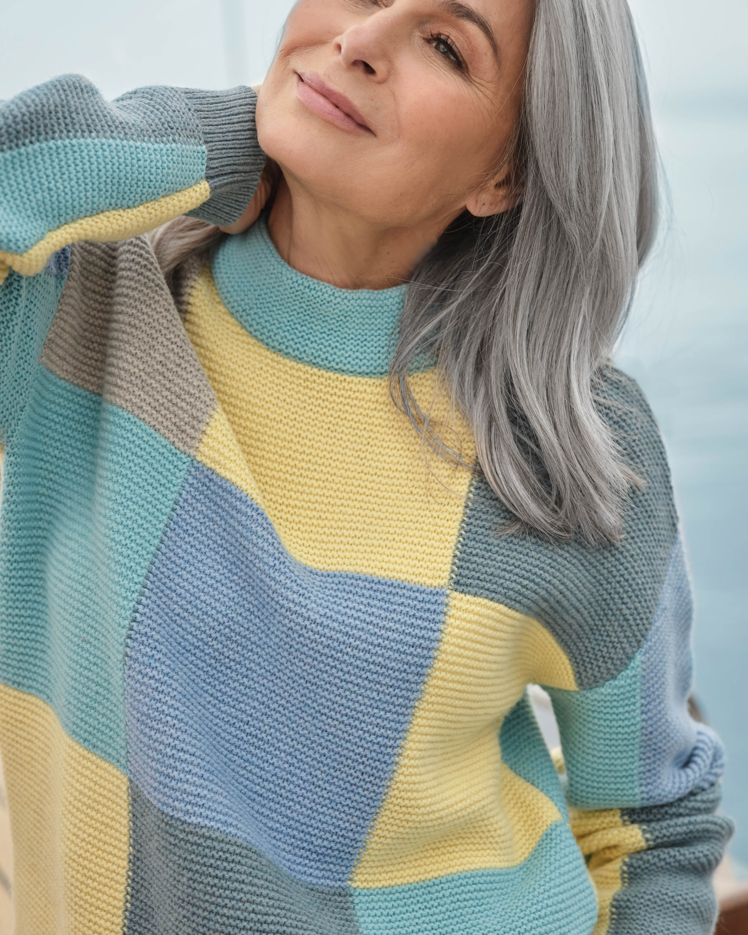 Multi | Purl Stitch Patch Work Jumper | WoolOvers UK