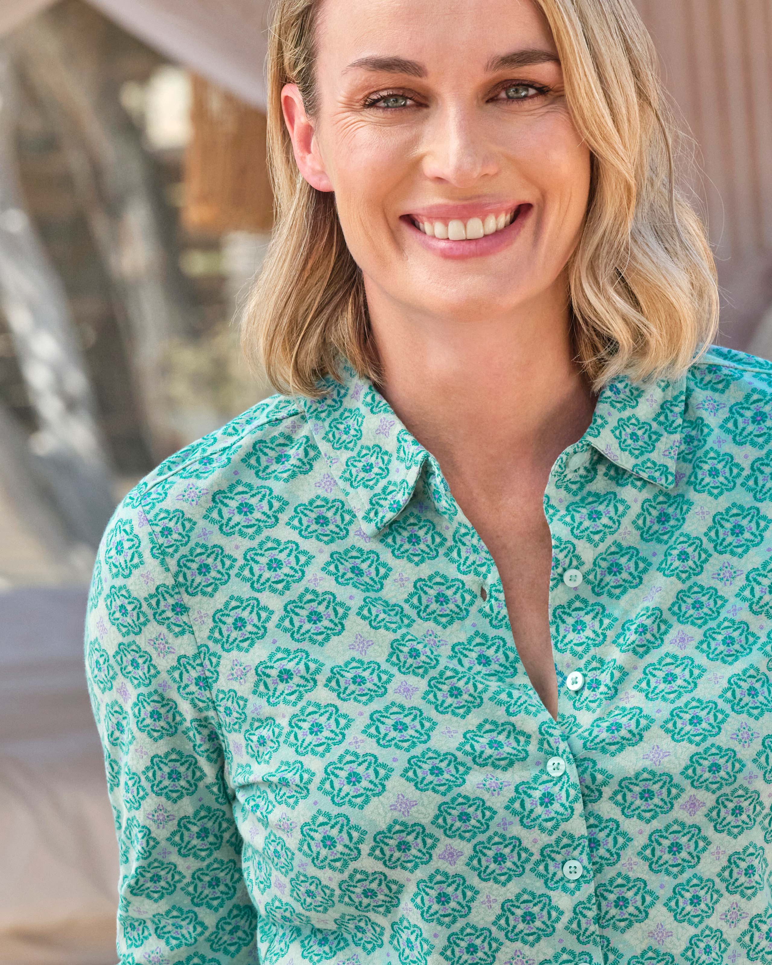 Moonshadow Tile Print | Soft Touch Jersey Shirt | WoolOvers AU