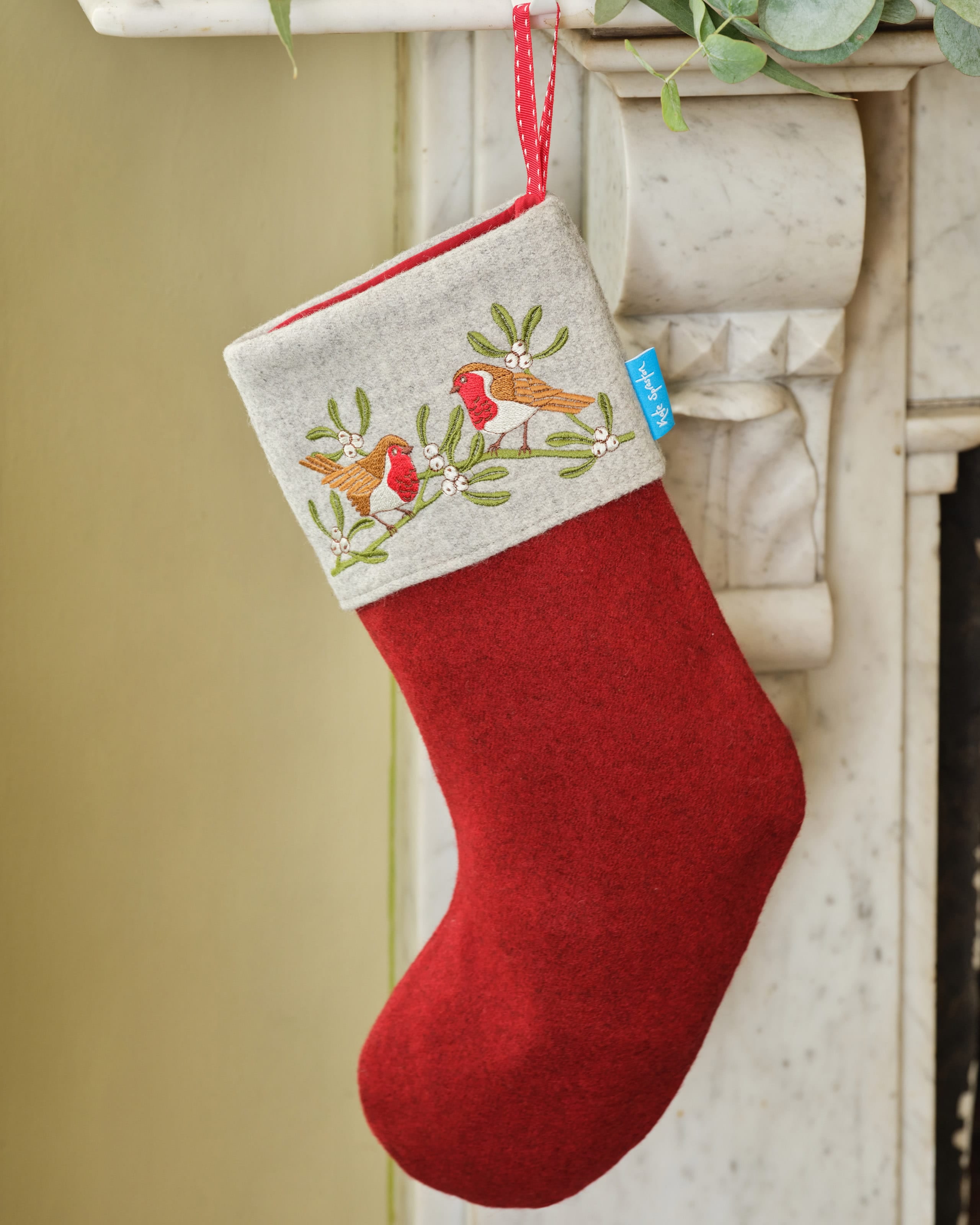 Robin Pure Wool | Wool Embroidered Stocking