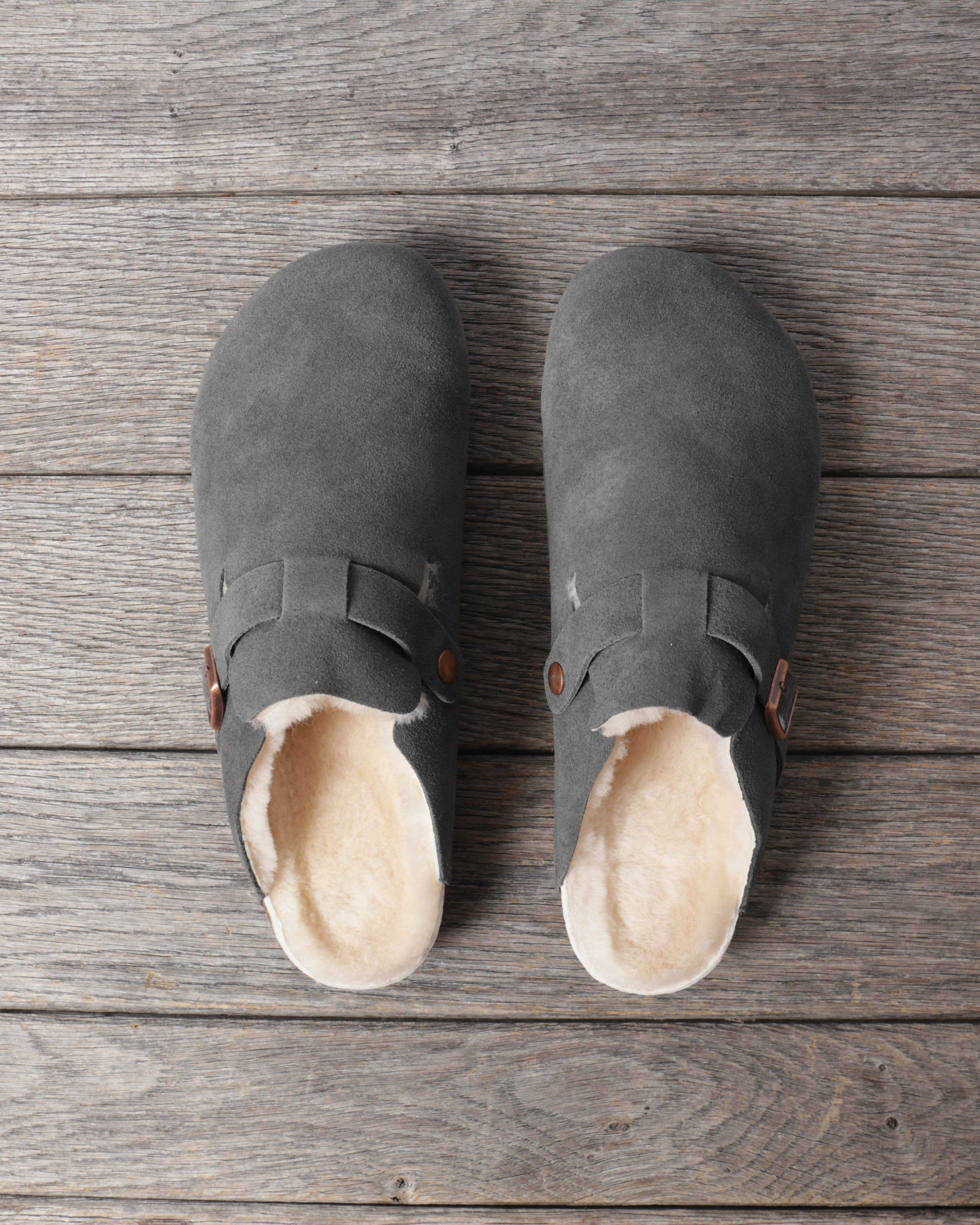 Grey | Sheepskin Footbed Slippers | WoolOvers UK