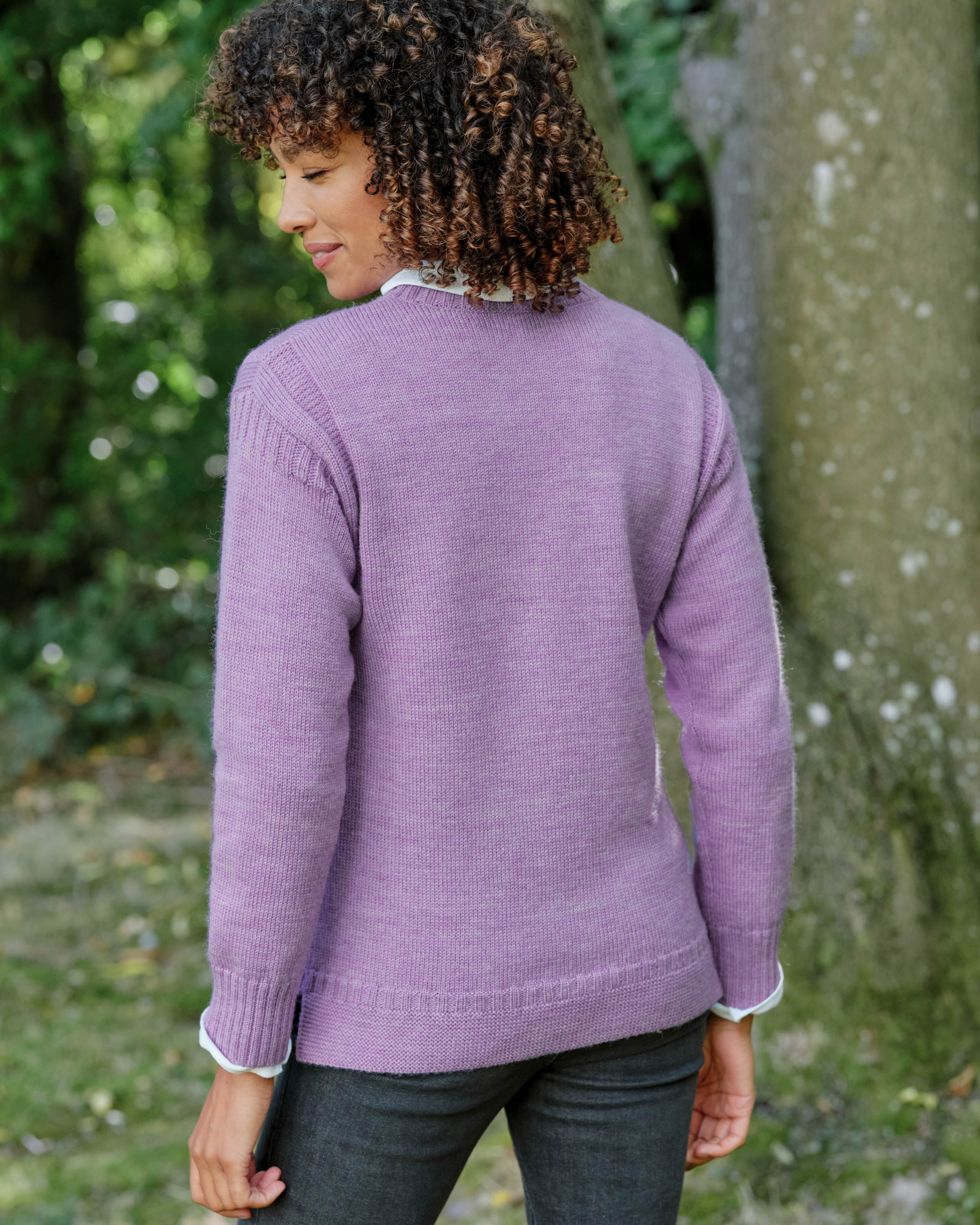 Lilac Ice | 100% Pure Wool Guernsey Sweater | WoolOvers US
