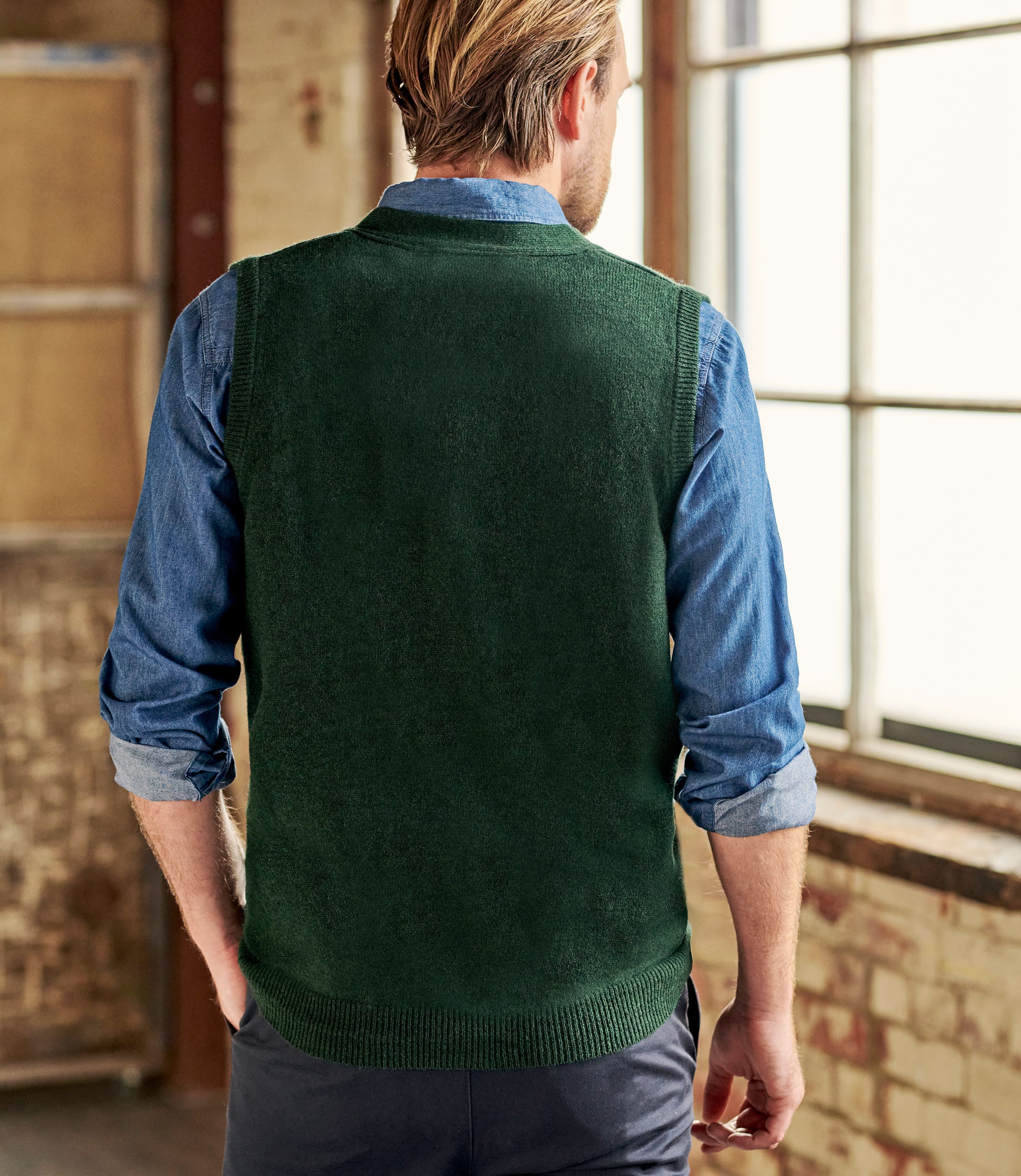 Seaweed Mens Lambswool Knitted Waistcoat Woolovers Au