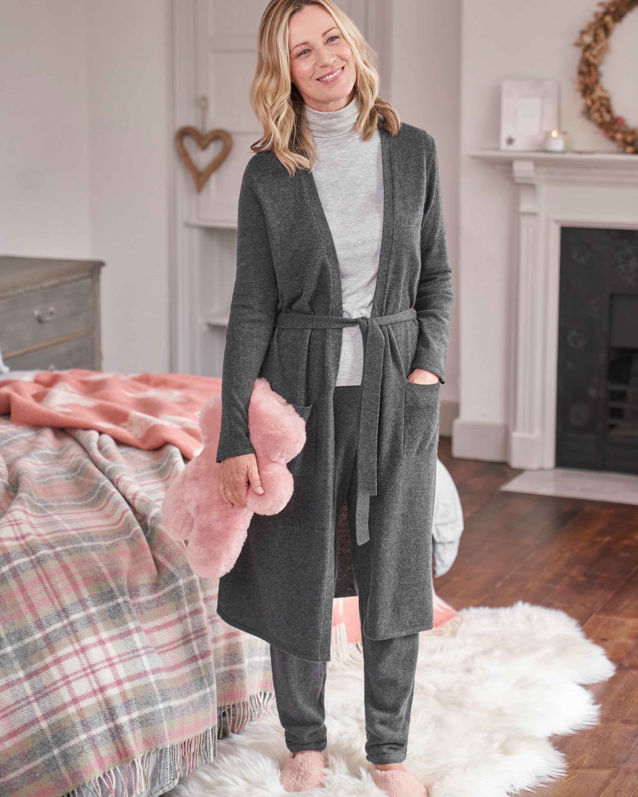 Dark Charcoal | Cashmere & Merino Luxe Dressing Gown | WoolOvers US