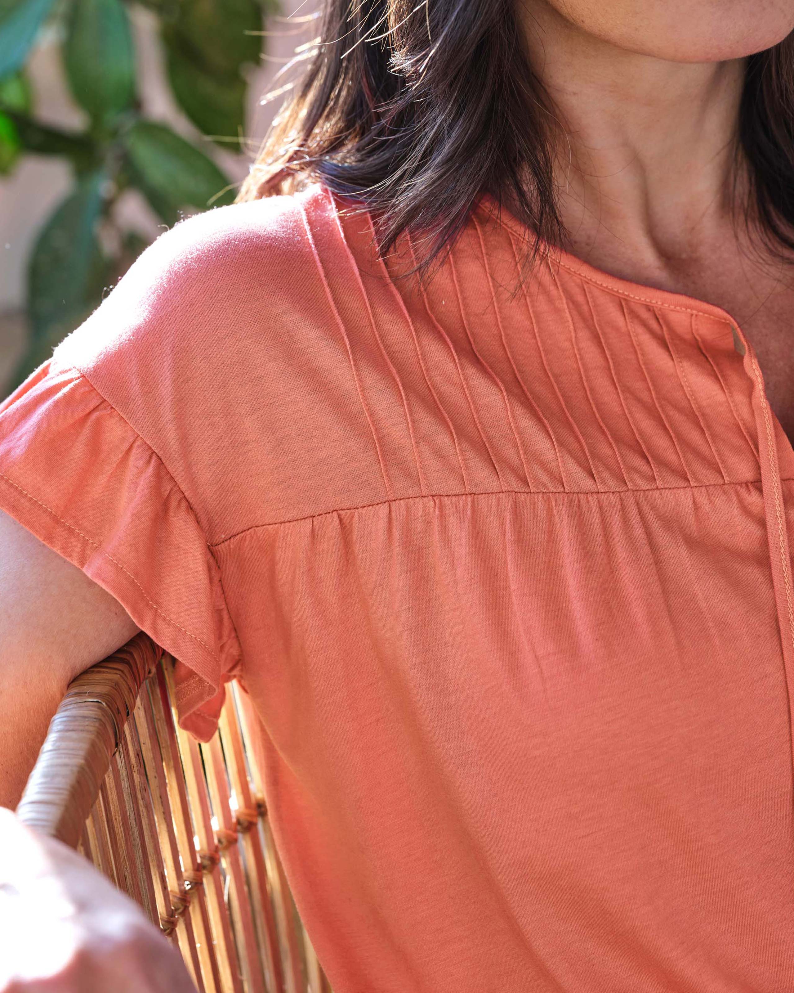 Rock Red | Arina Organic Cotton Yoke Tank Top | WoolOvers UK