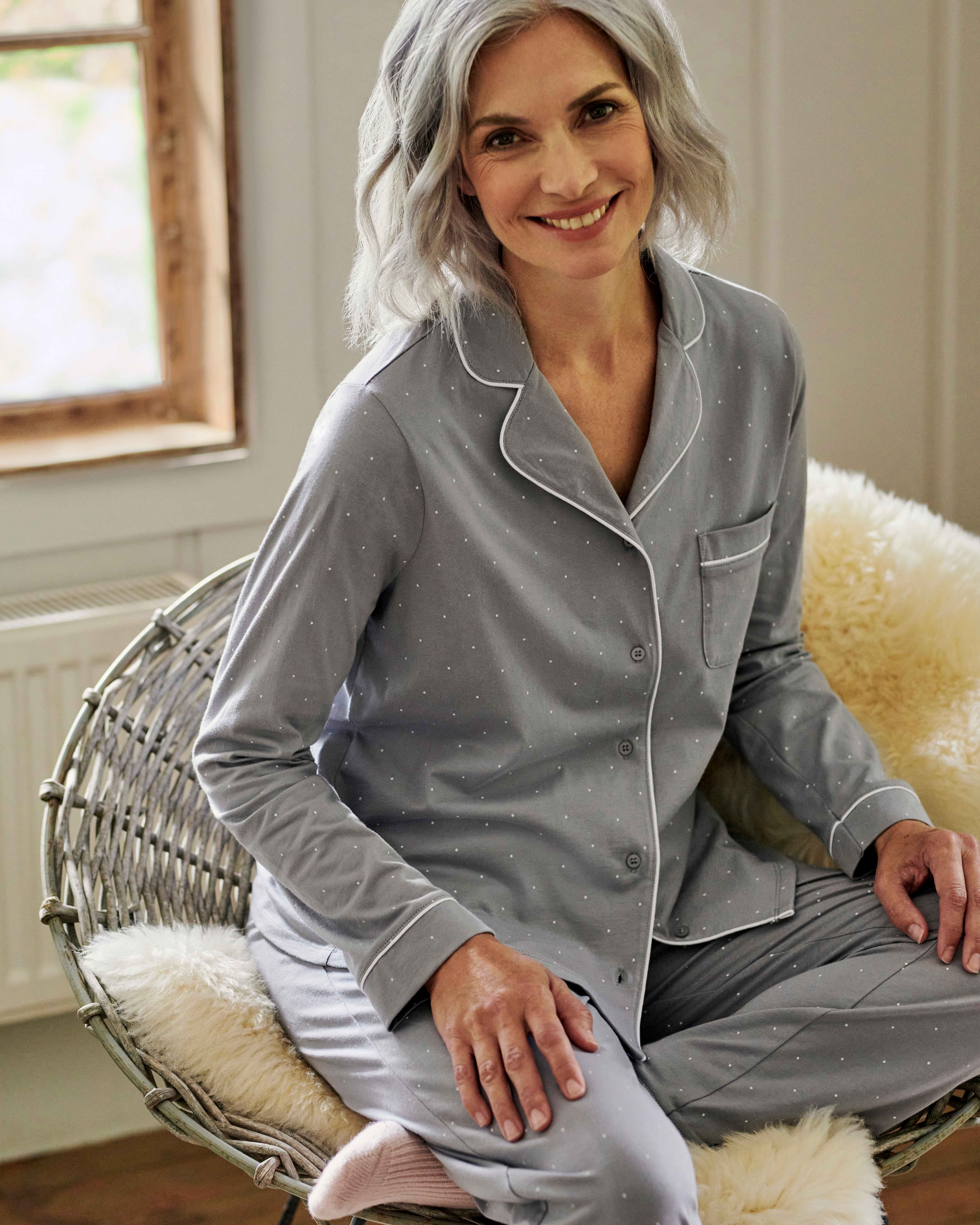 Gris | Haut de pyjama - Femme - Coton bio | Woolover FR