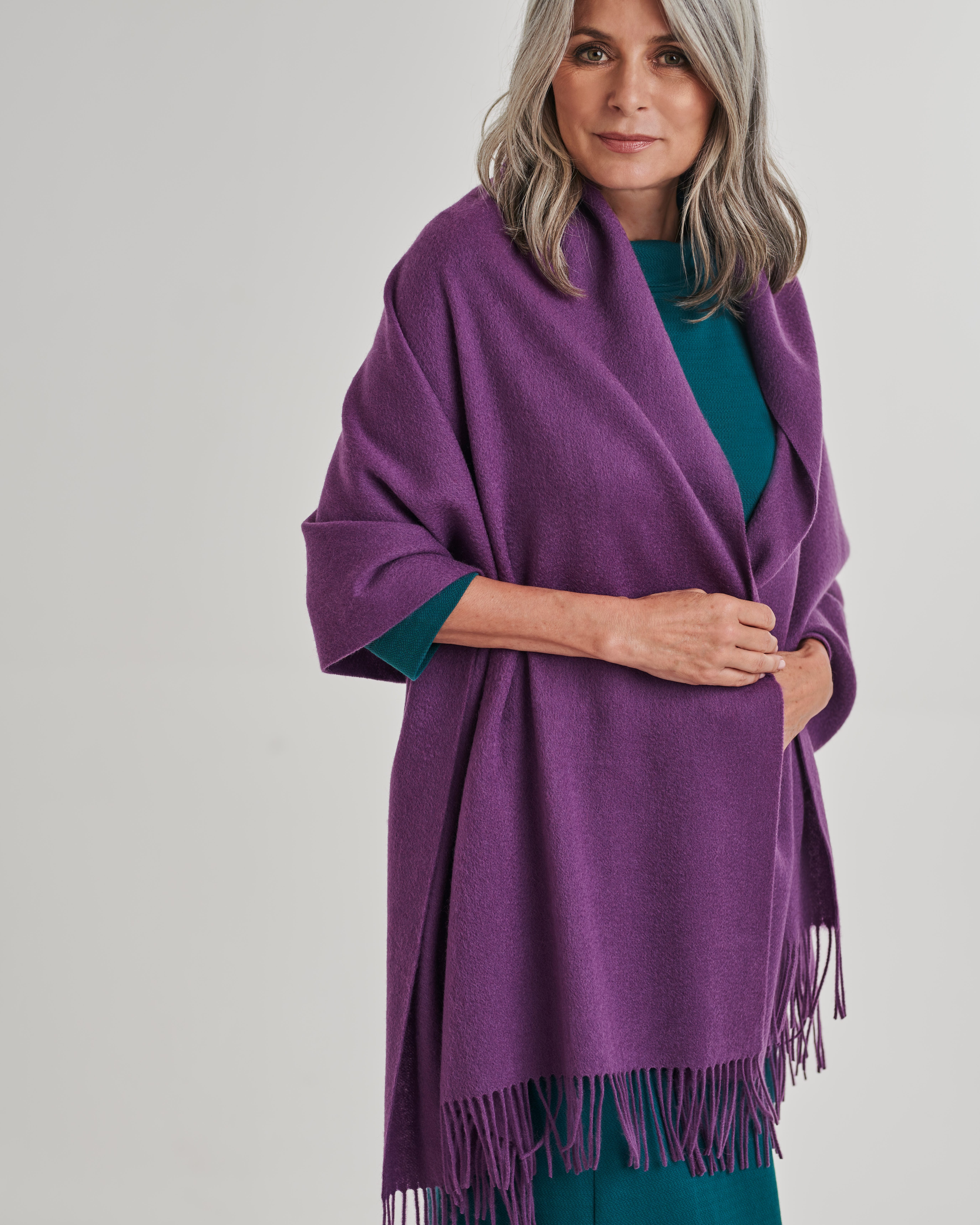 Vivid Purple | Wide Pure Wool Scarf | WoolOvers US