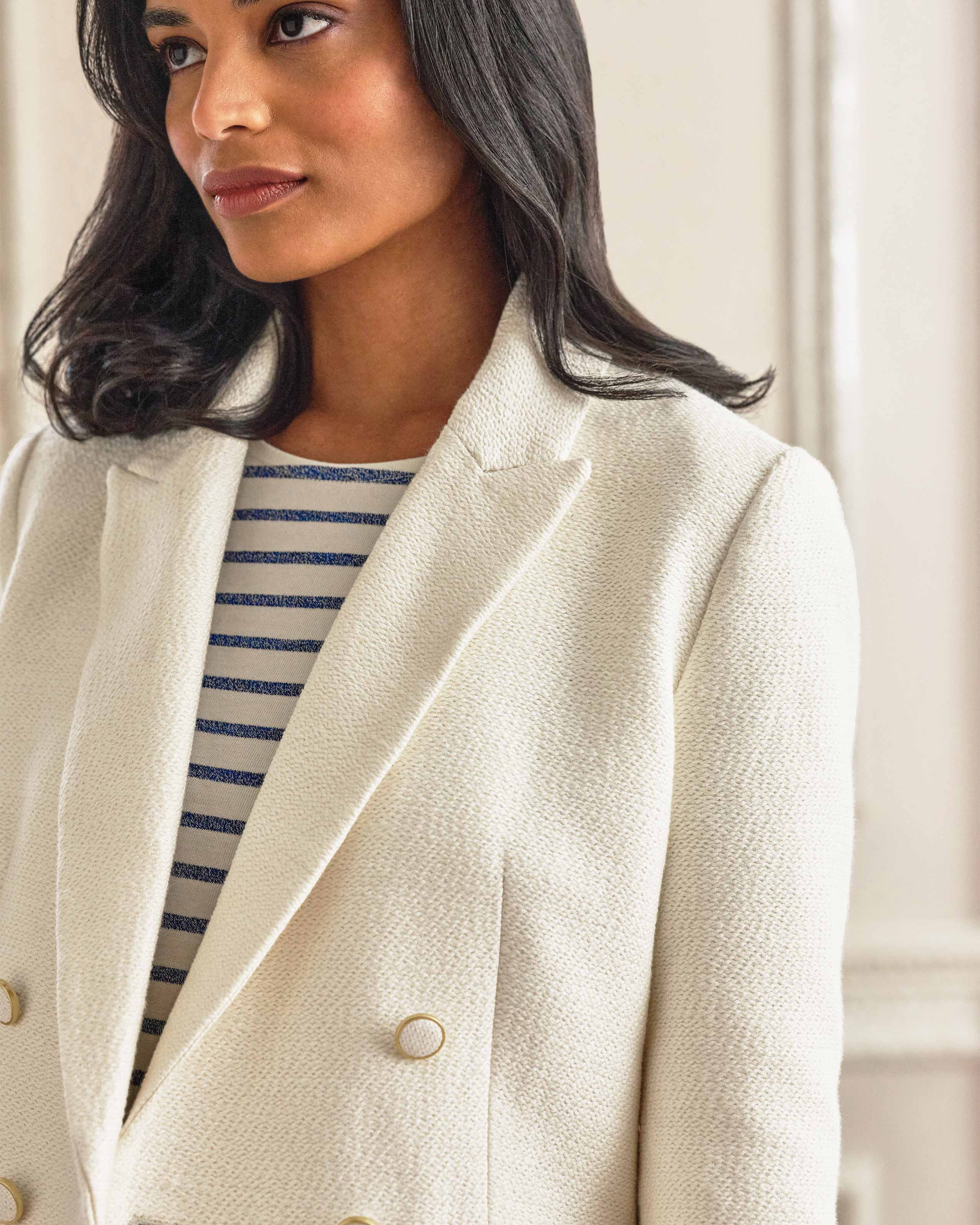 Ivory | Textured Cotton Blazer | WoolOvers US
