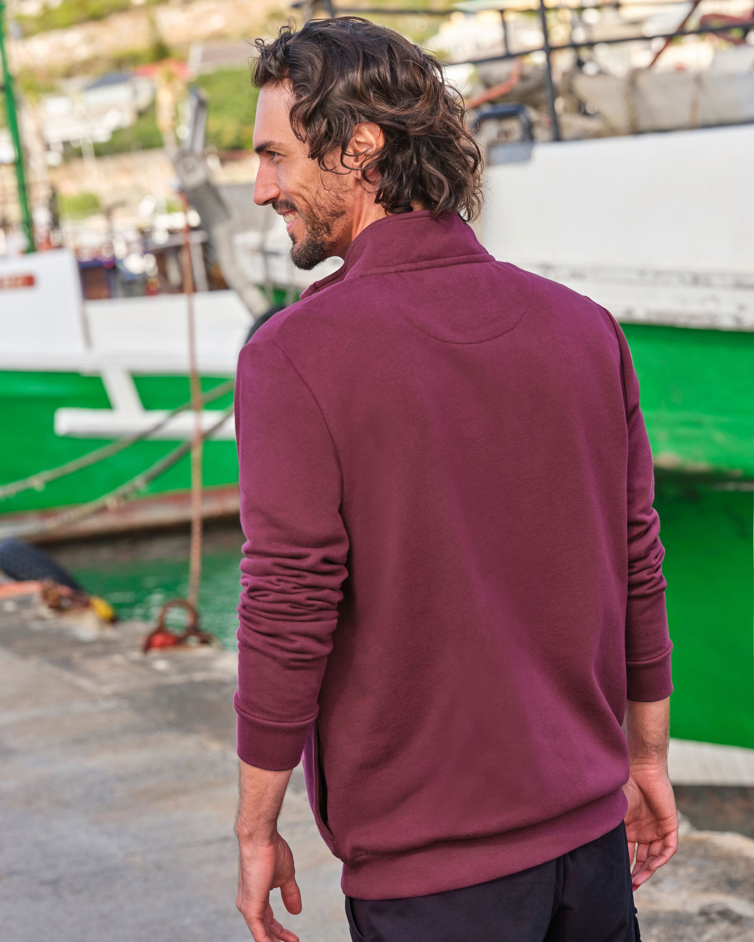 Raspberry | Cotton Full Zip Sweatshirt | WoolOvers UK