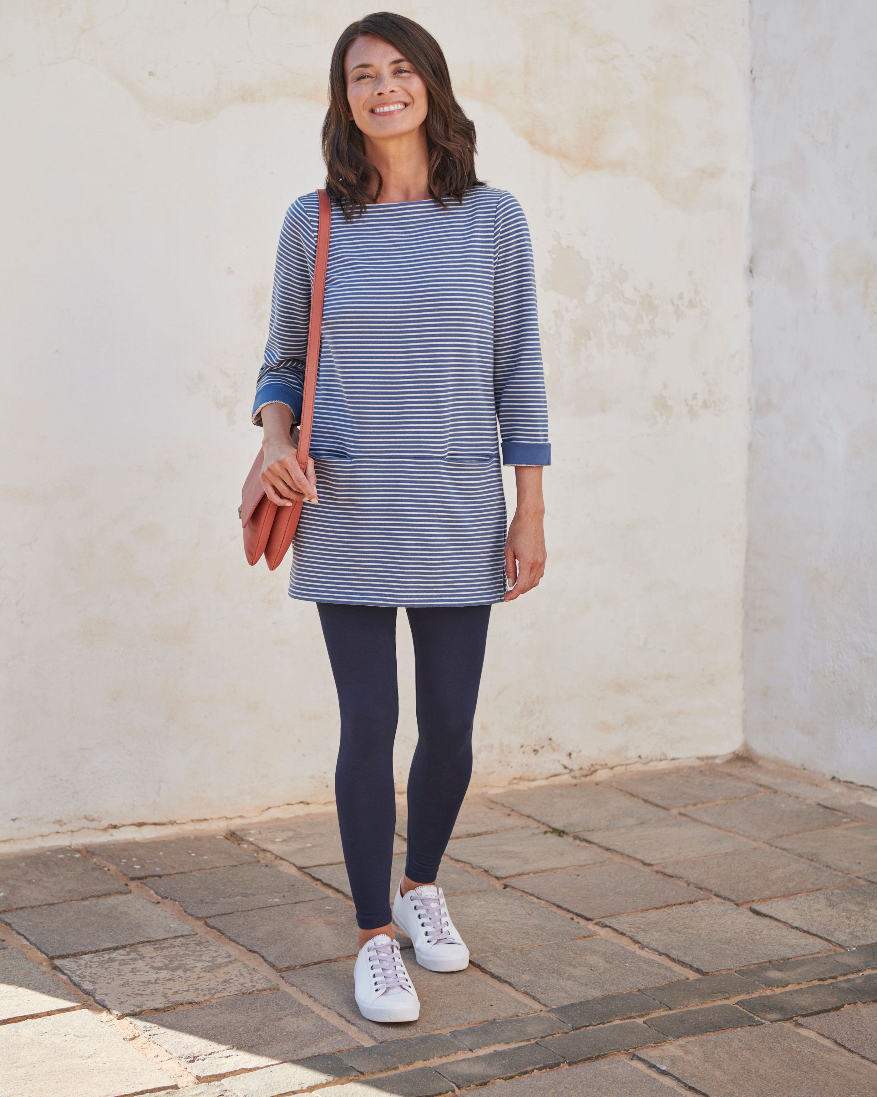 Blue/White Stripe | Contrast Cuff Tunic | WoolOvers AU
