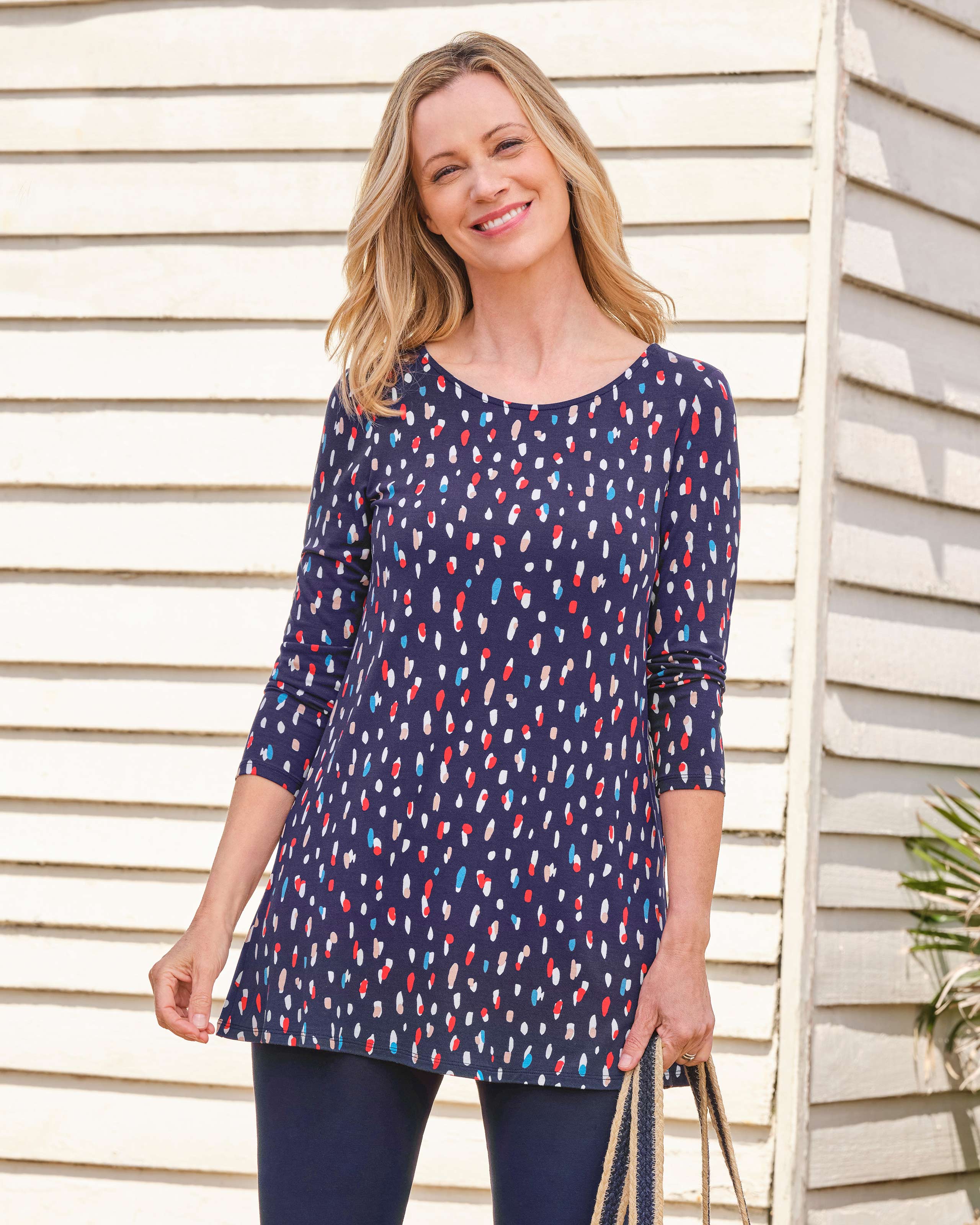 Overlap Spot Print 95% Eco Viscose 5% Elastane | Drapey Swing Top