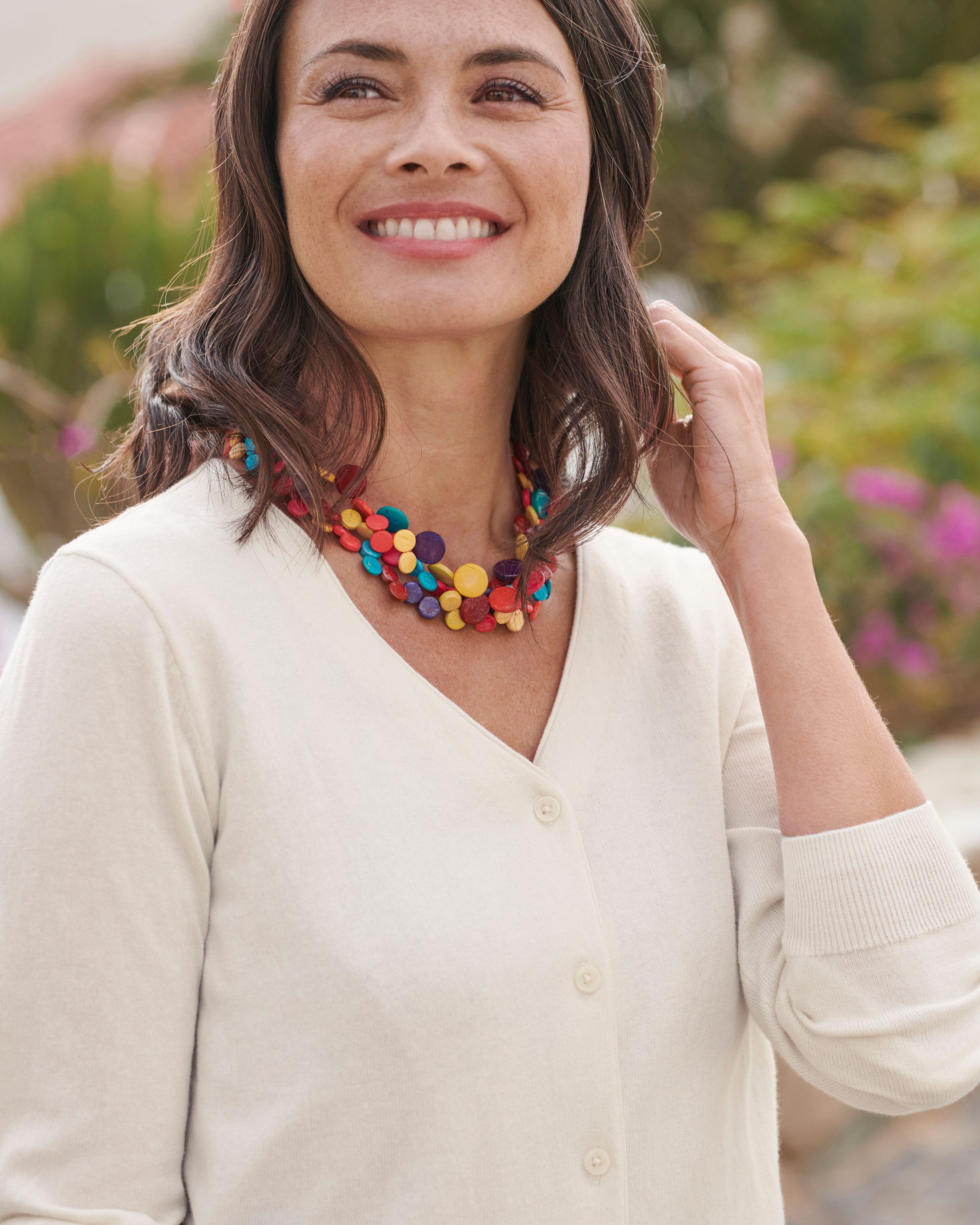 Cream 20% Cashmere & 80% Merino | Cashmere Merino Classic V Neck Cardigan