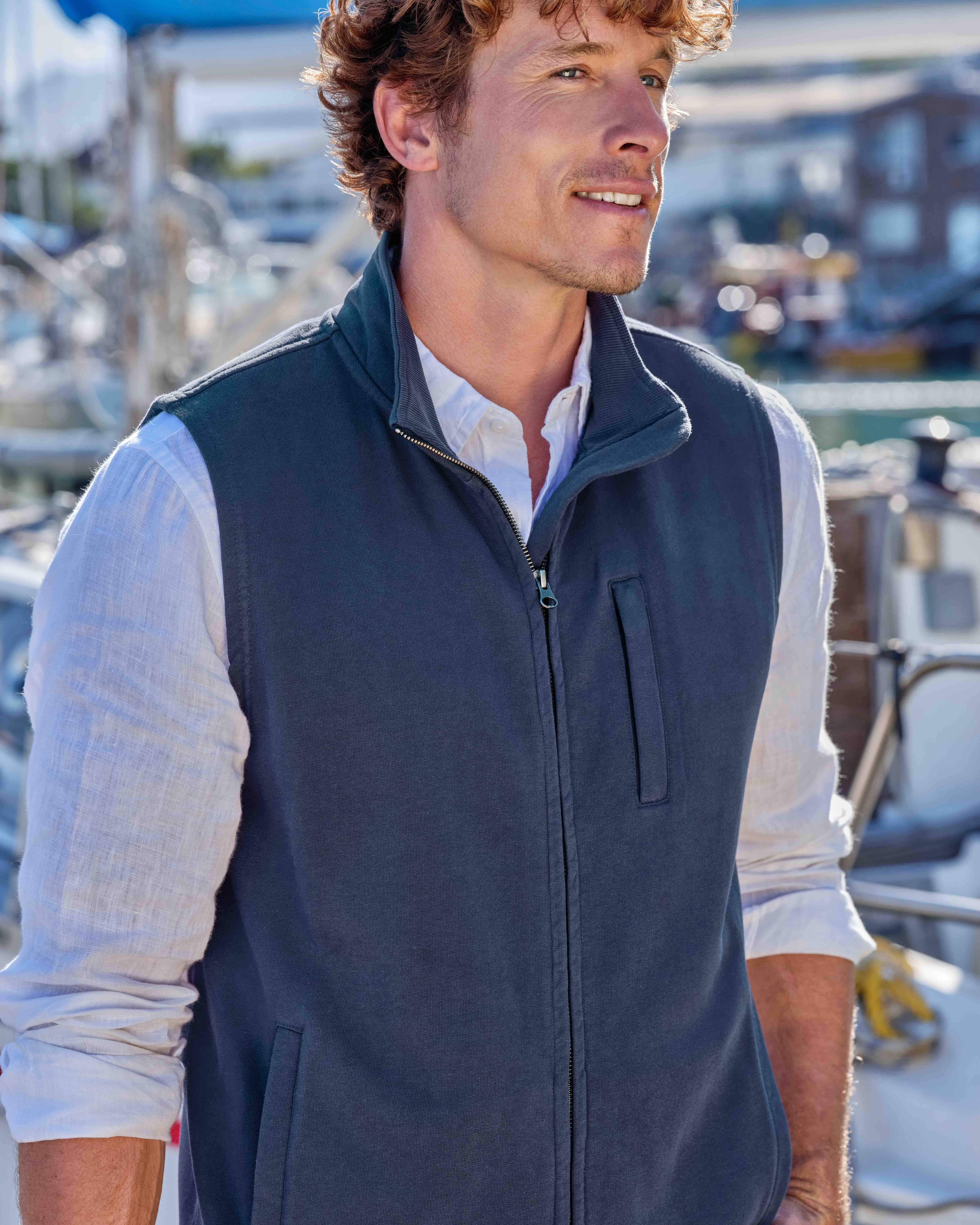 French Navy | Jersey Gilet | WoolOvers UK