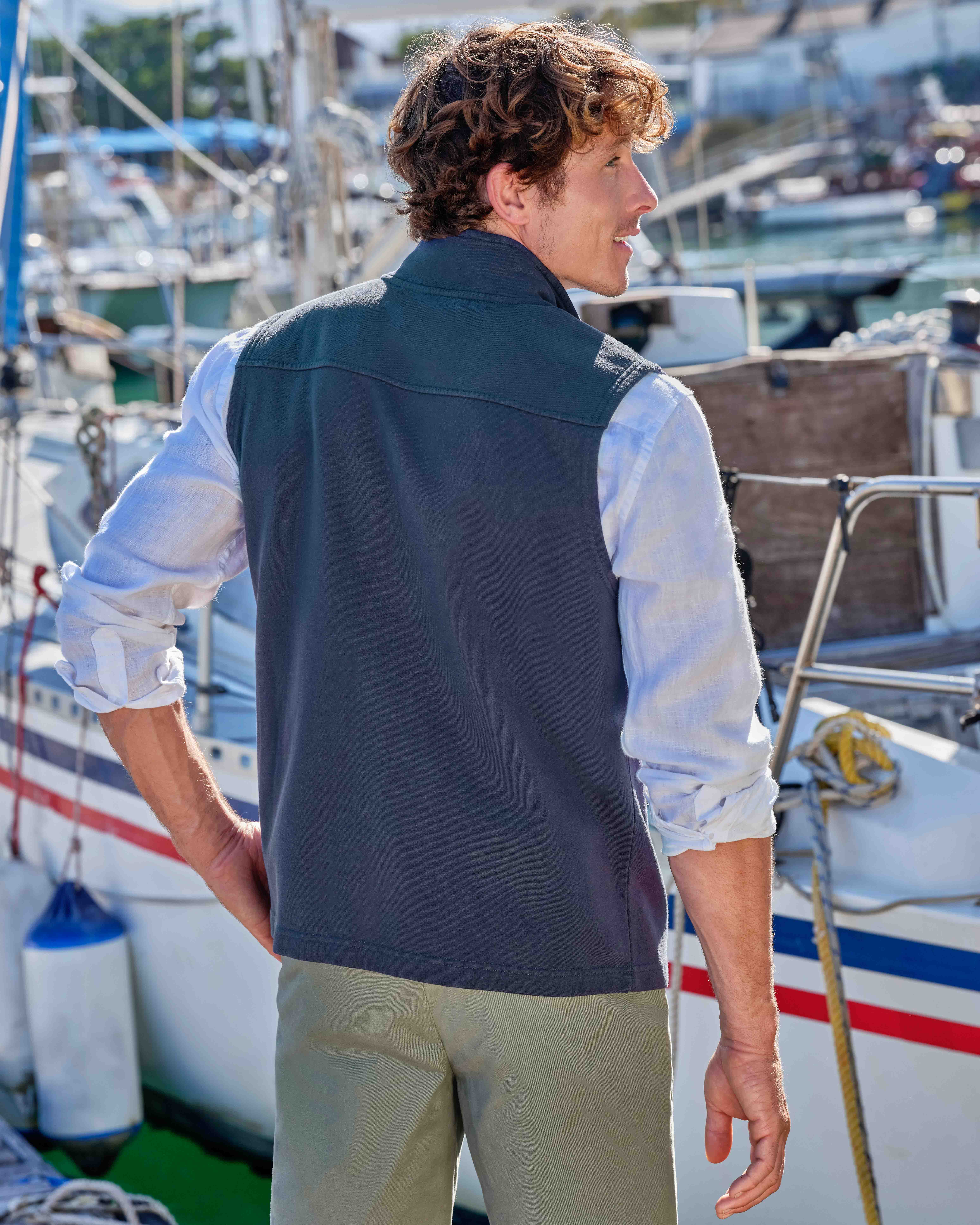 French Navy | Jersey Gilet | WoolOvers UK