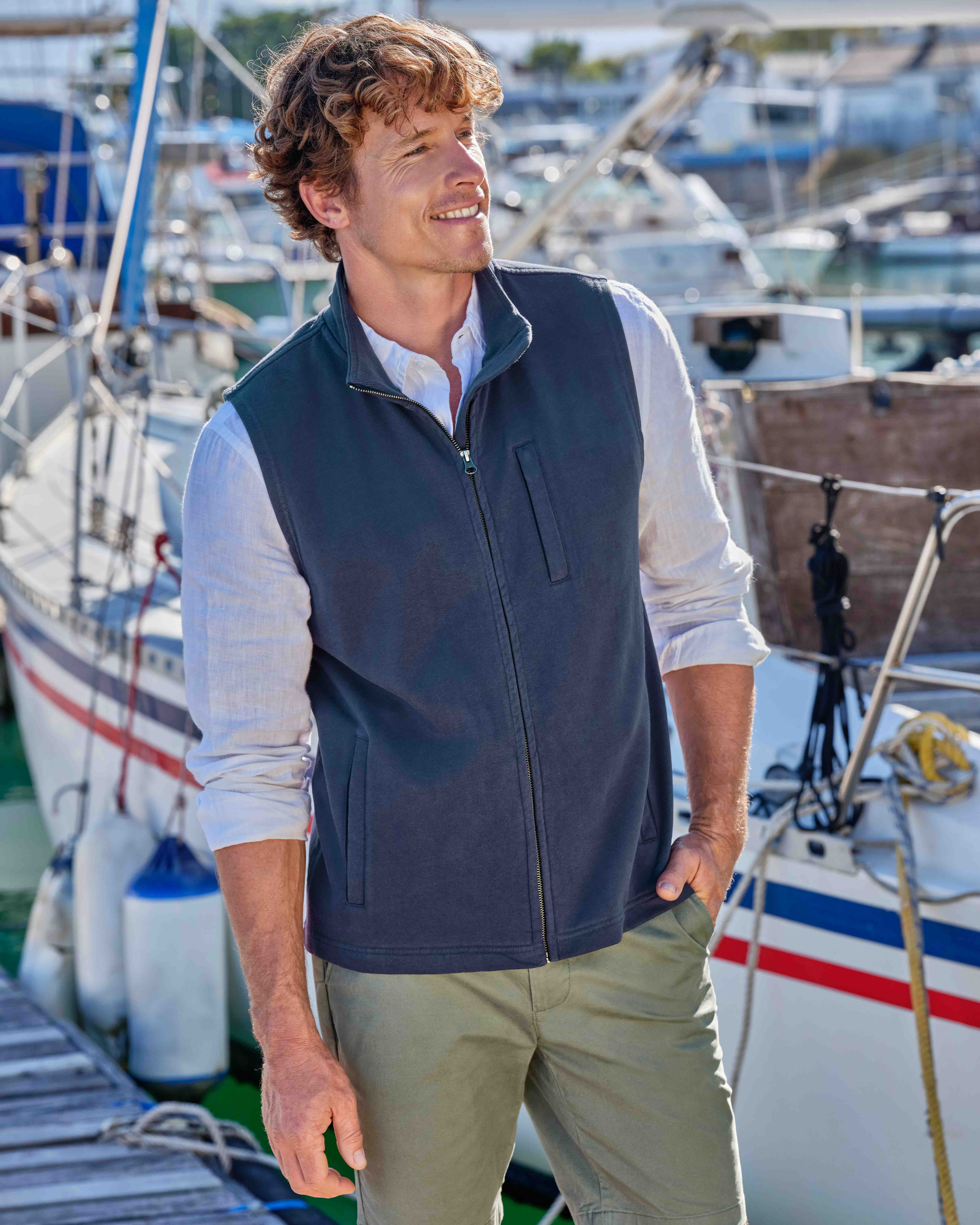French Navy | Jersey Gilet | WoolOvers UK