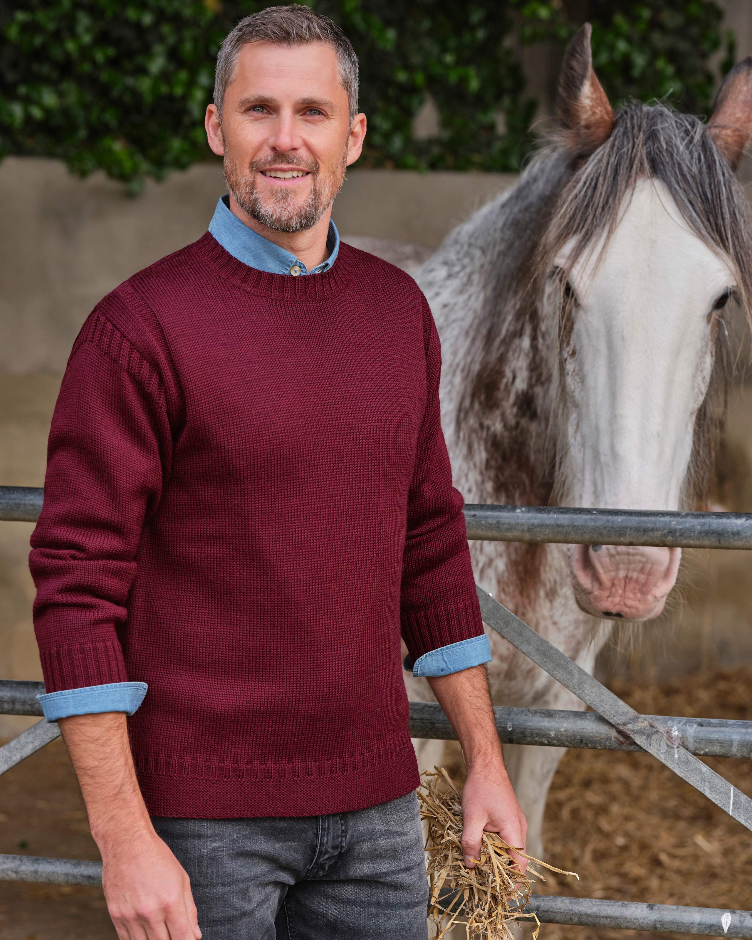 Mahogany | 100% Pure Wool Knitted Guernsey Jumper | WoolOvers UK