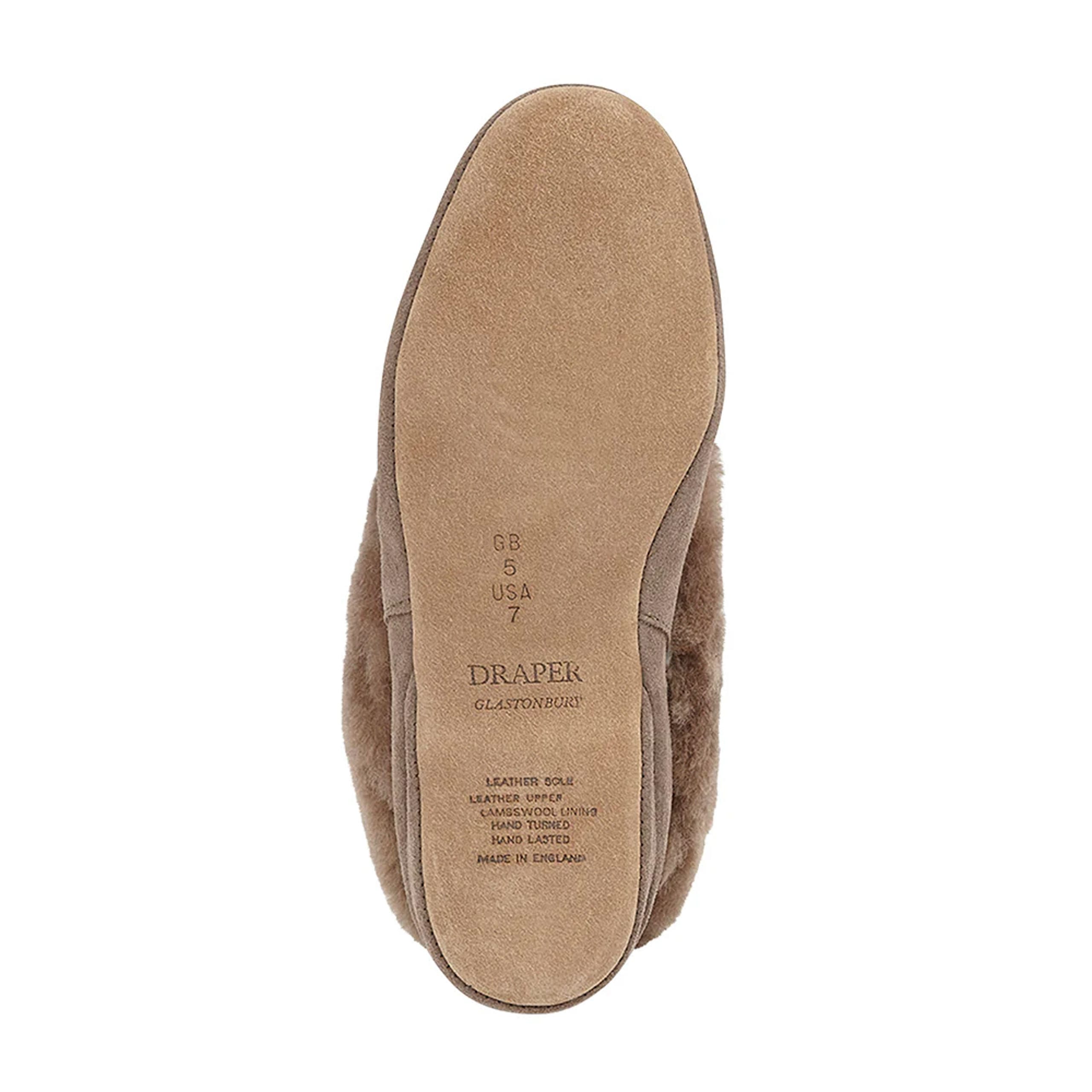 Taupe | Womens Draper Collar Sheepskin Slippers | WoolOvers UK