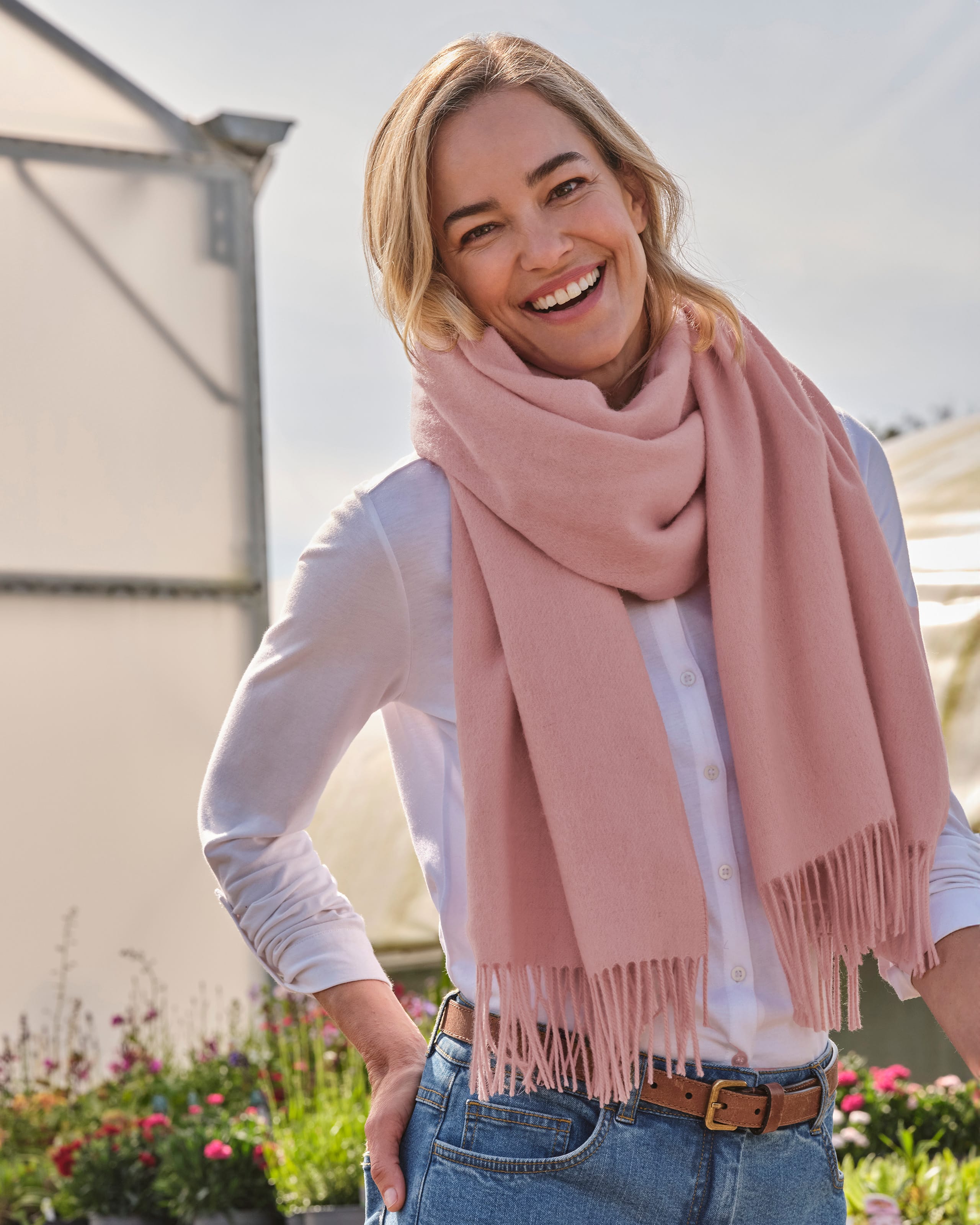 Rose Pink | Wide Pure Wool Scarf | WoolOvers UK