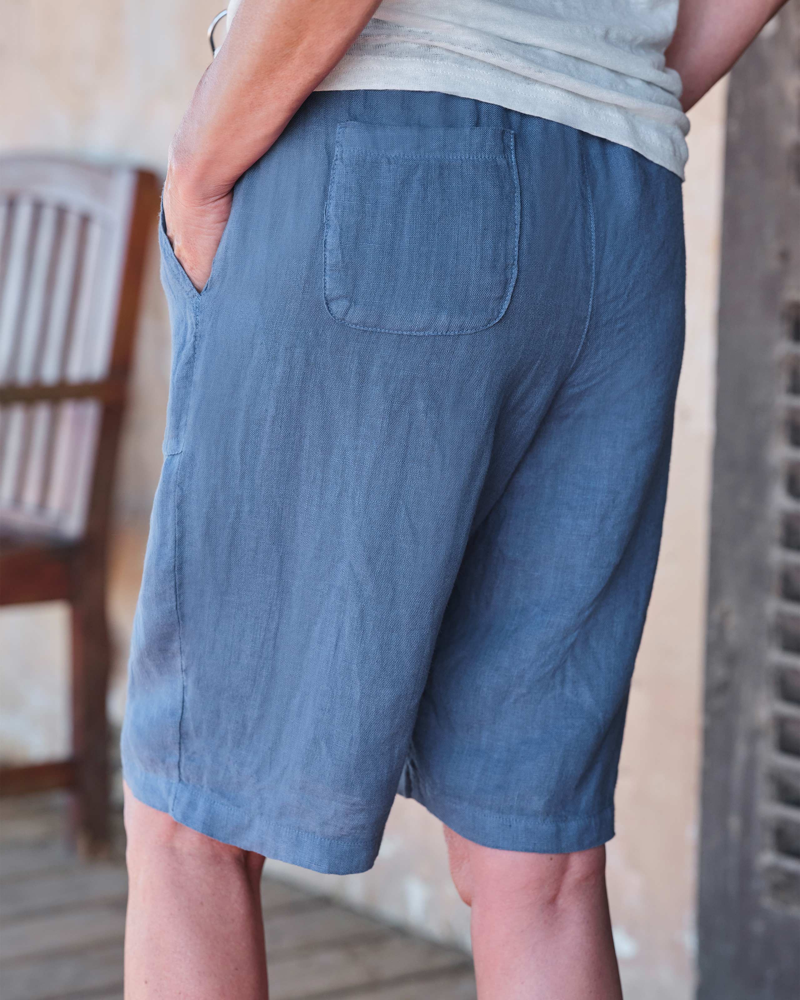 Denim Blue | Linen Shorts | WoolOvers UK