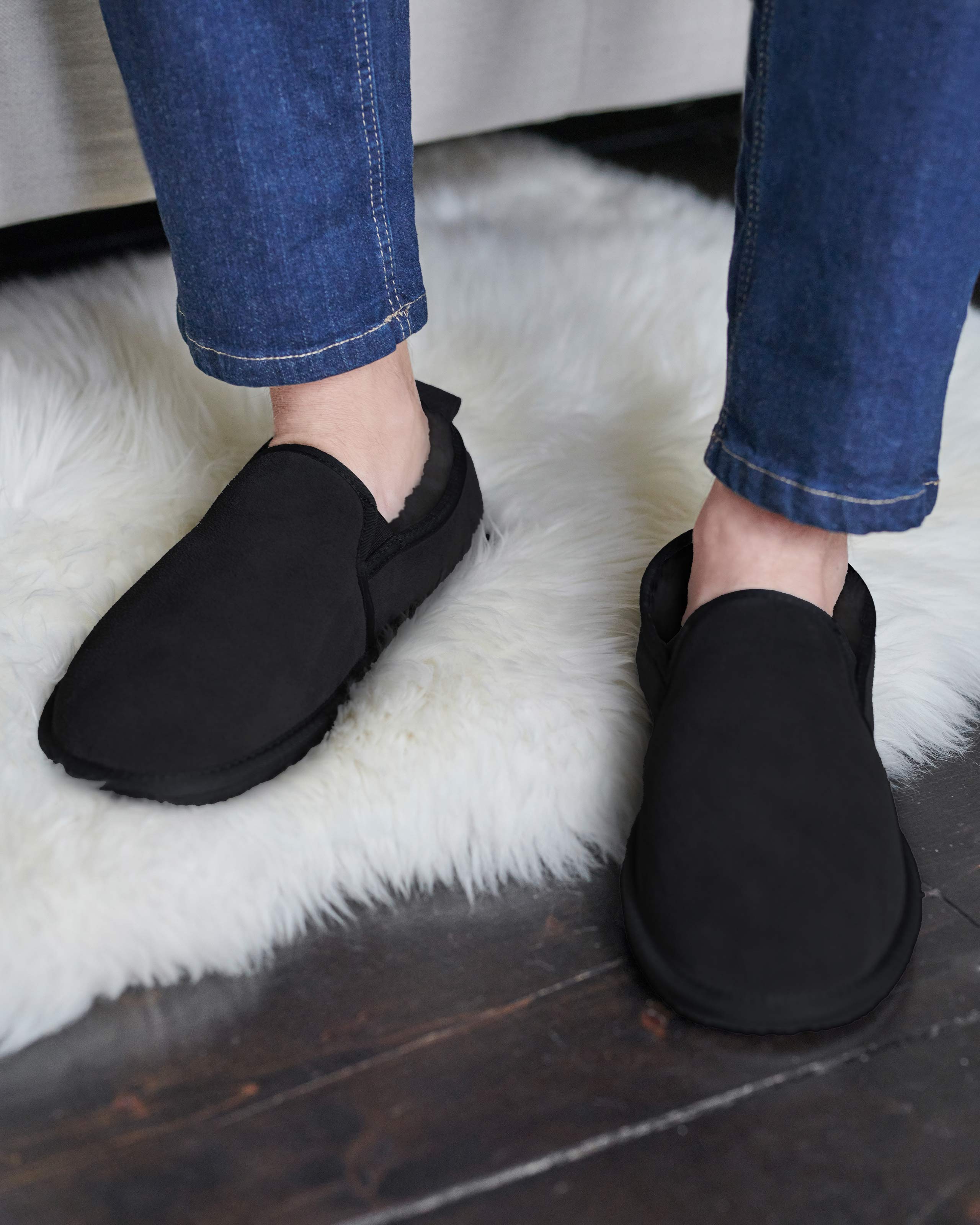 Black | Sheepskin Full Slipper | WoolOvers UK