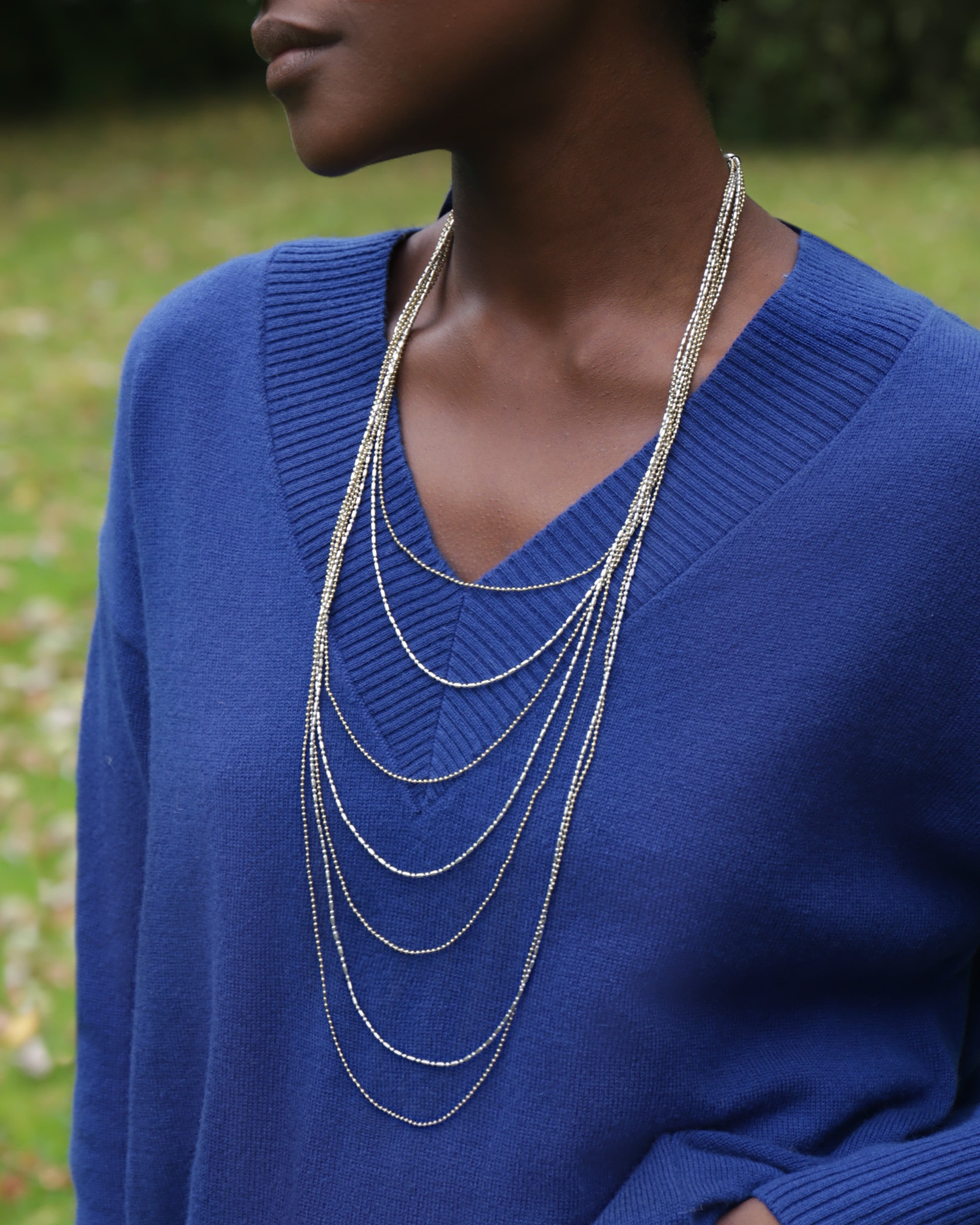 Mixed Metal | Fine Chain Multirow Necklace | WoolOvers UK