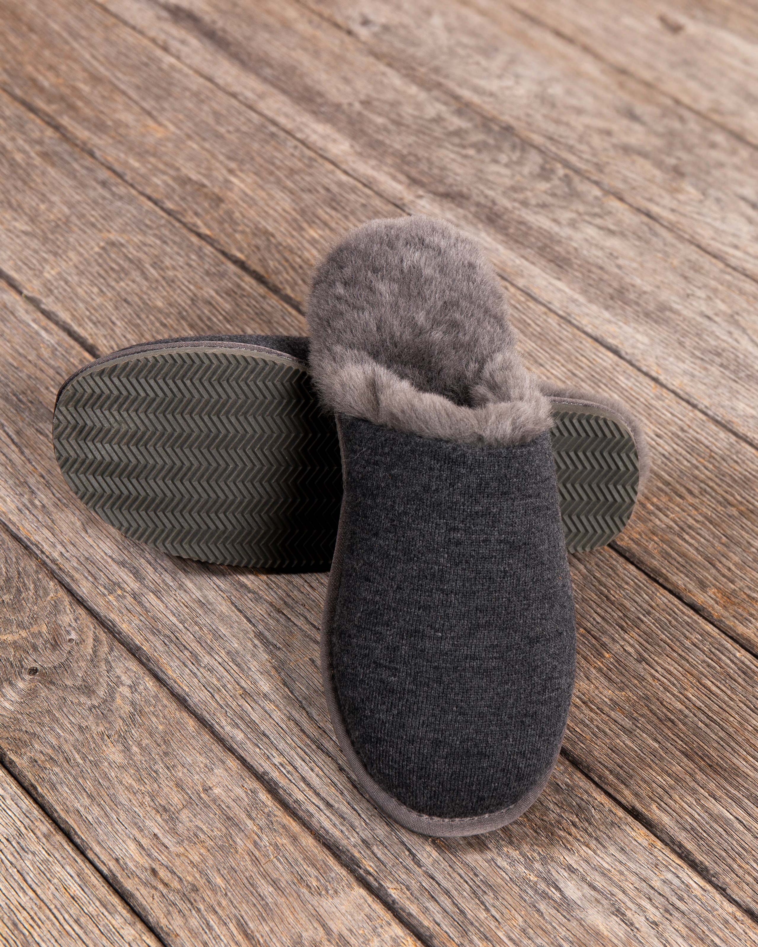 Charcoal | Mens Textile Mule | WoolOvers UK