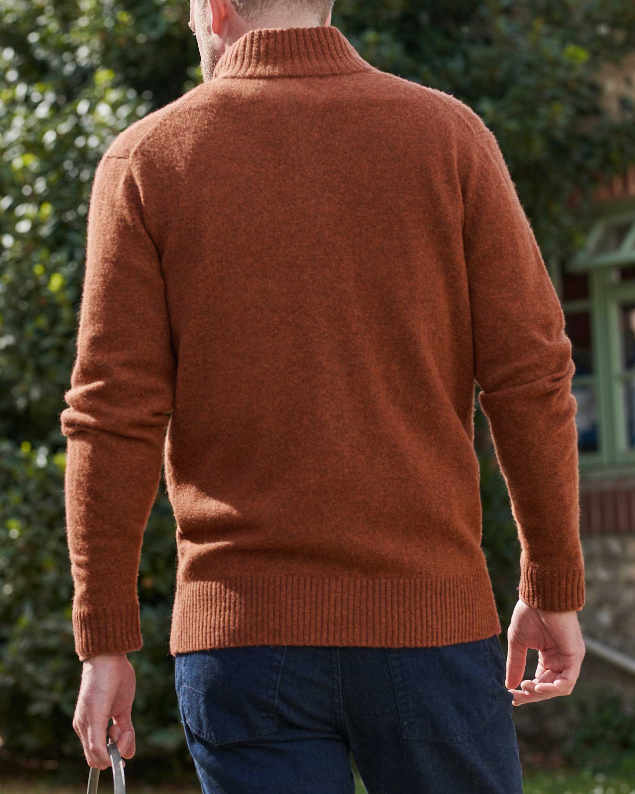 Orange Rust | Mens Lambswool Lincoln Zipper Cardigan | WoolOvers AU