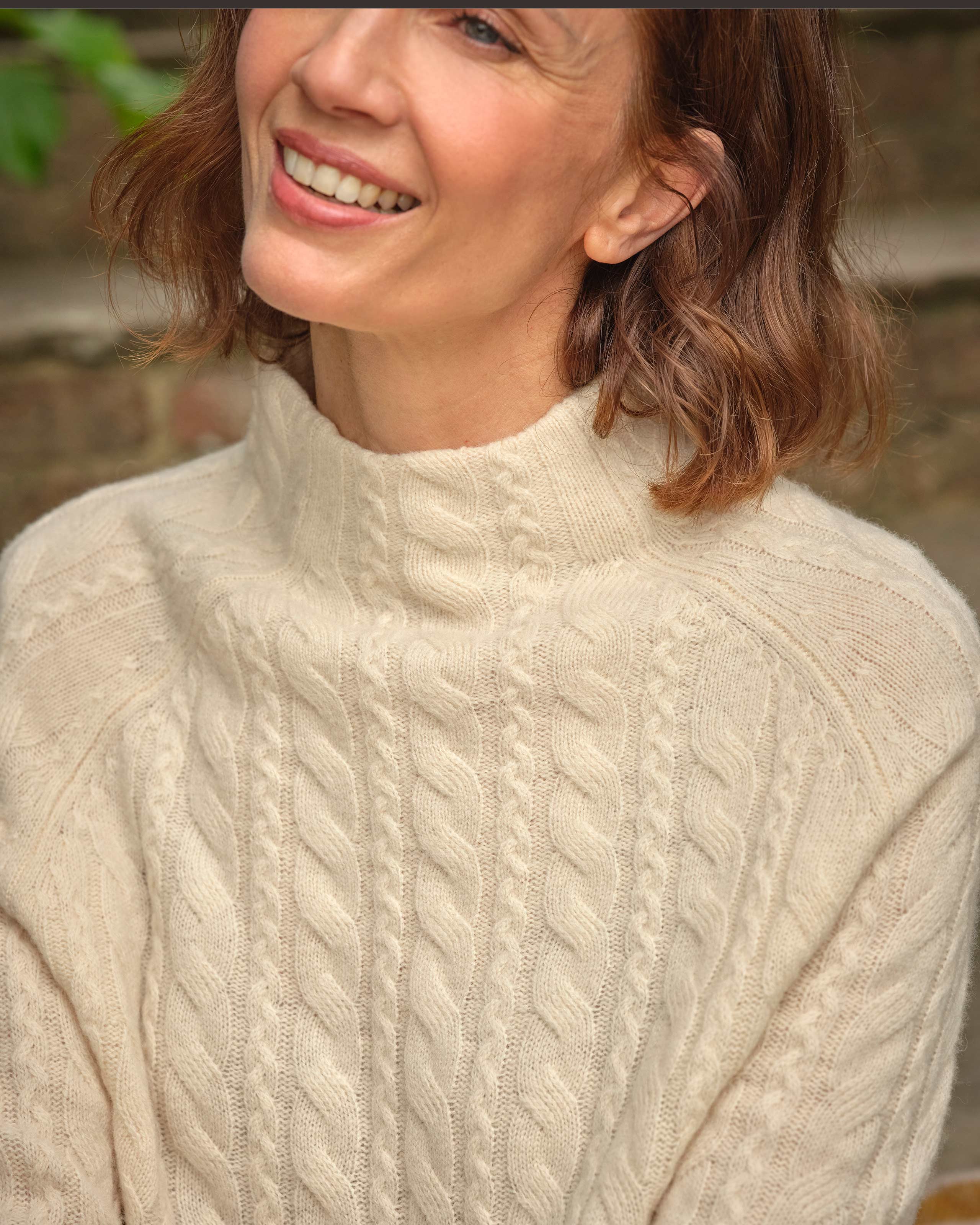 Cream | Turtle Neck Cable Jumper | WoolOvers AU