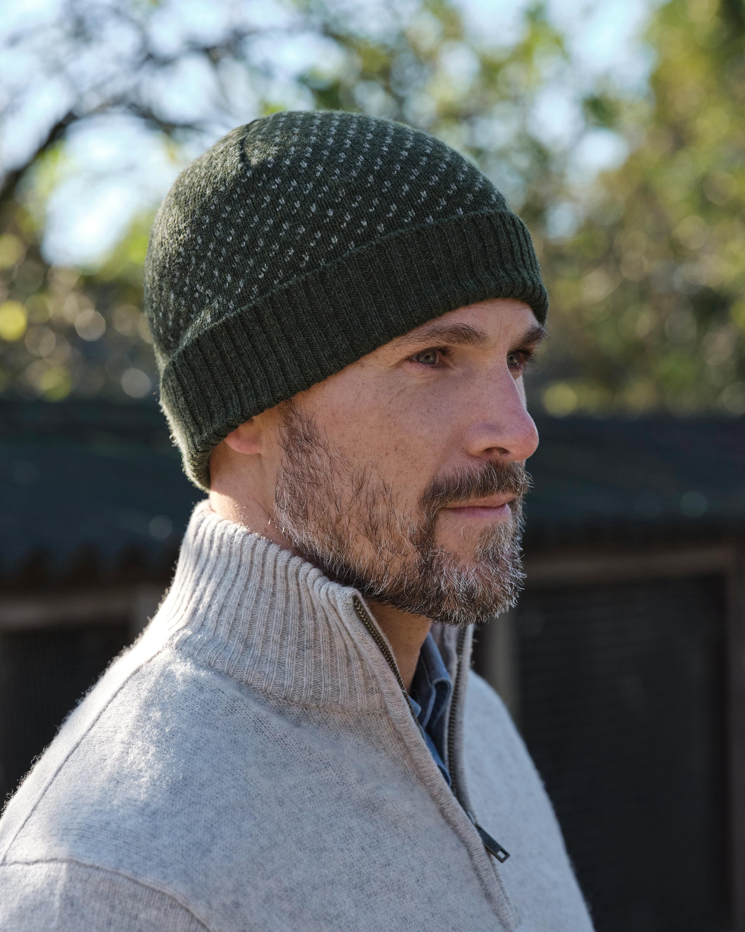 Charcoal Green | Mens Stitch & Stripe Hat | WoolOvers US