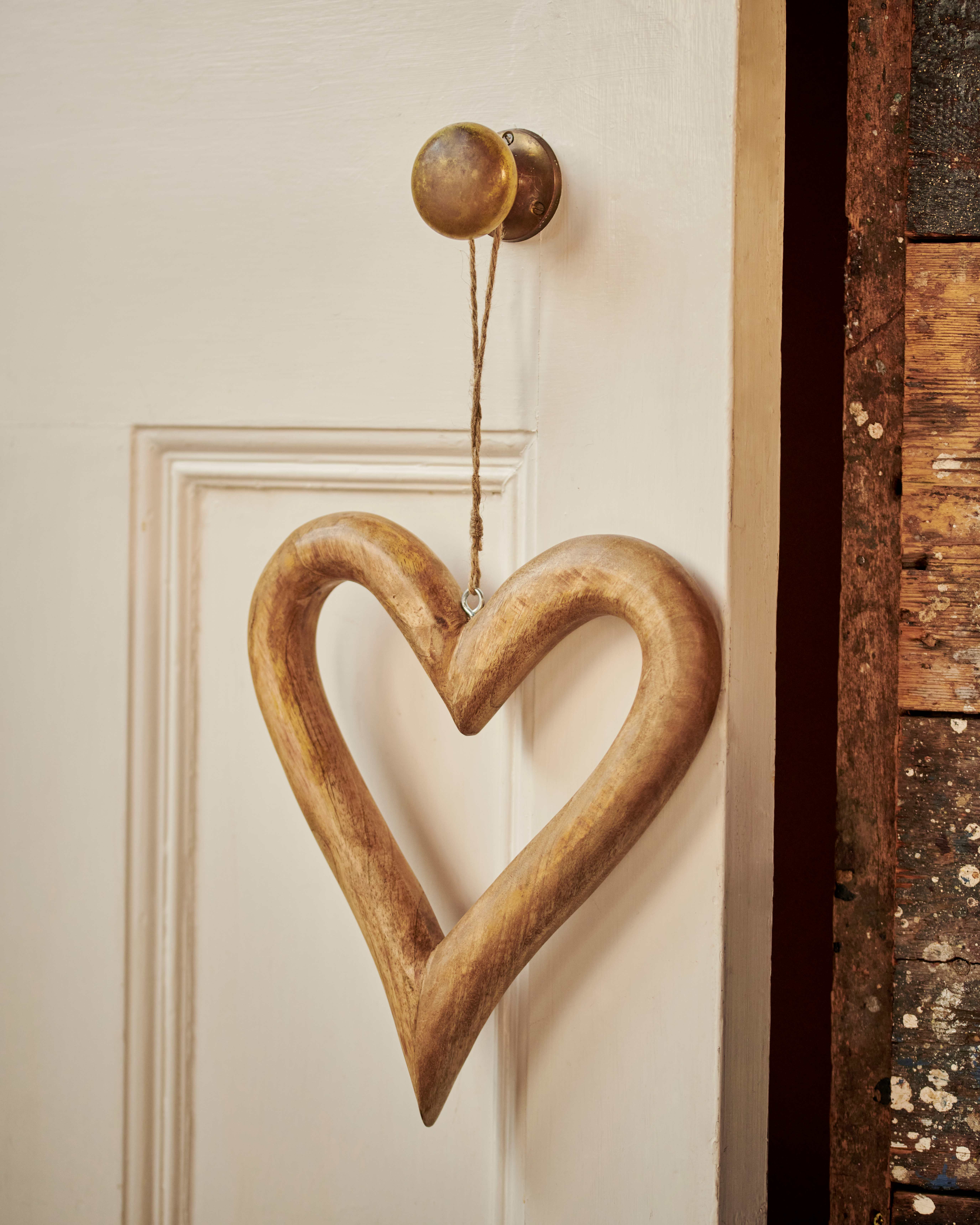 Natural | Pair of Hanging Hearts | WoolOvers UK