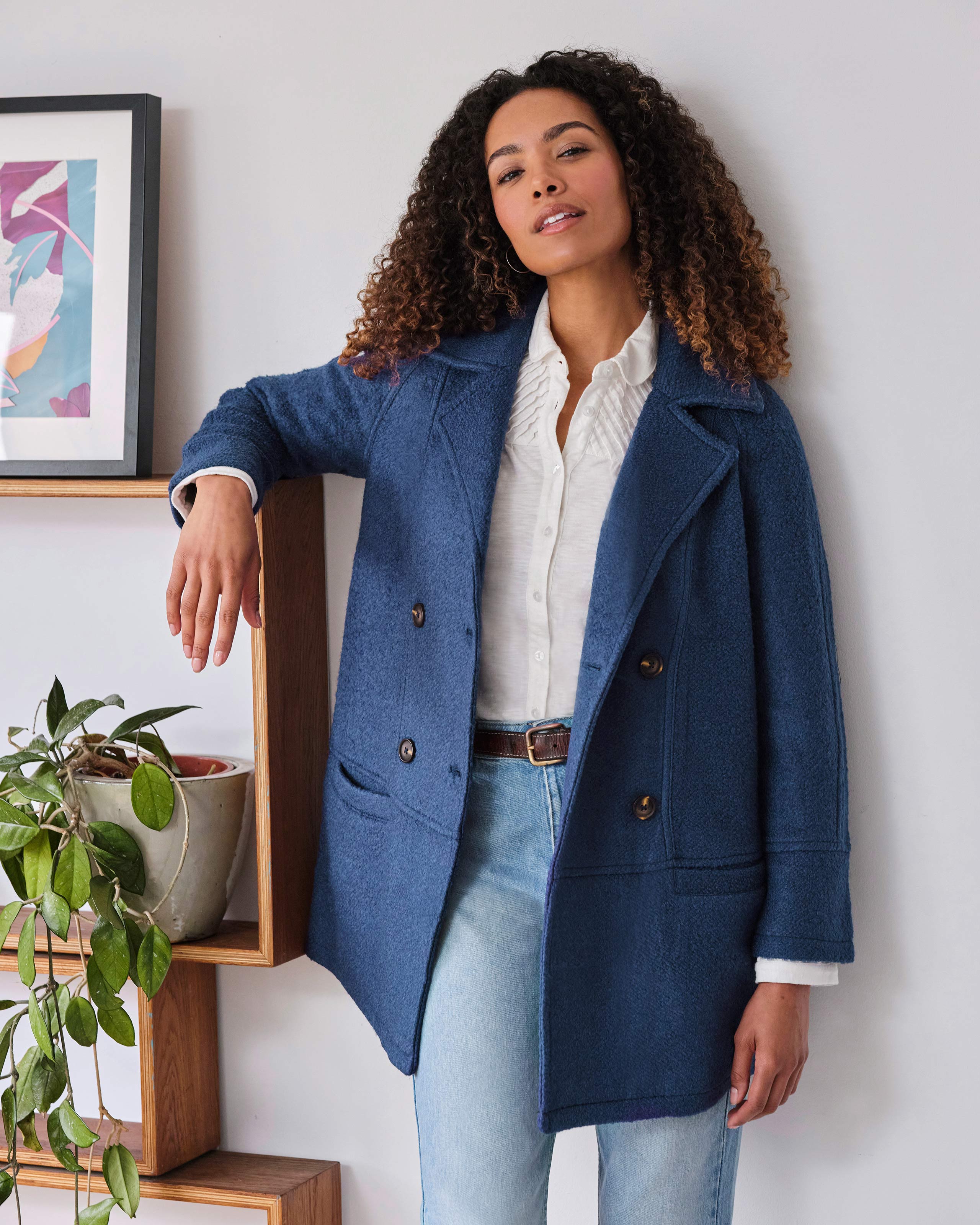 Dark Periwinkle Blue | Remi Wool And Recycled Polyester Coat | WoolOvers UK