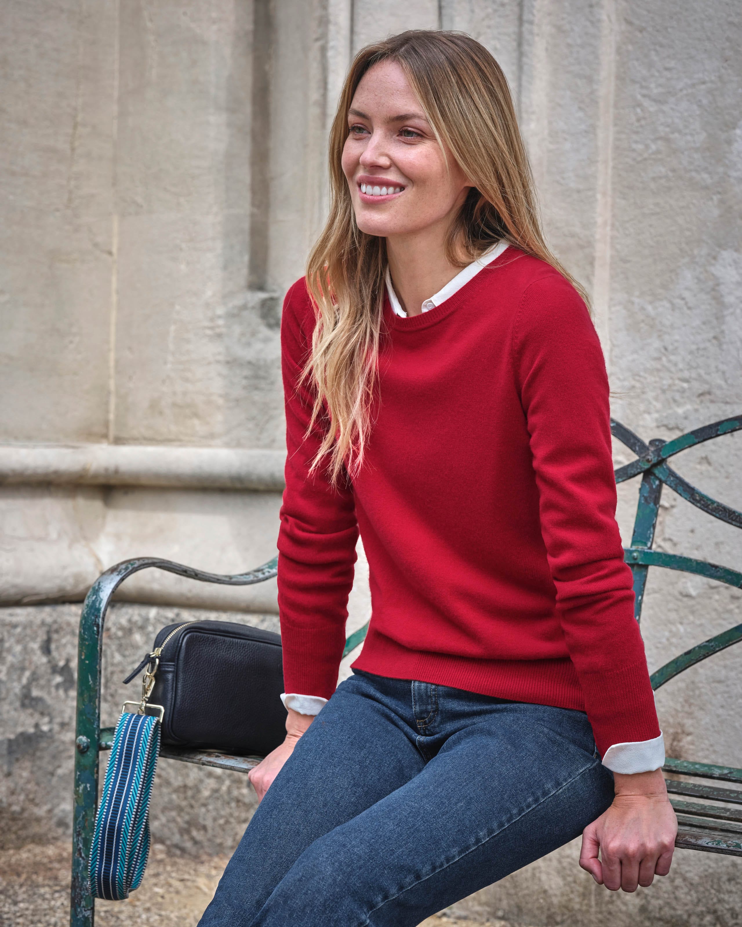 Cherry Red | Cashmere Crew Neck Sweater | WoolOvers UK