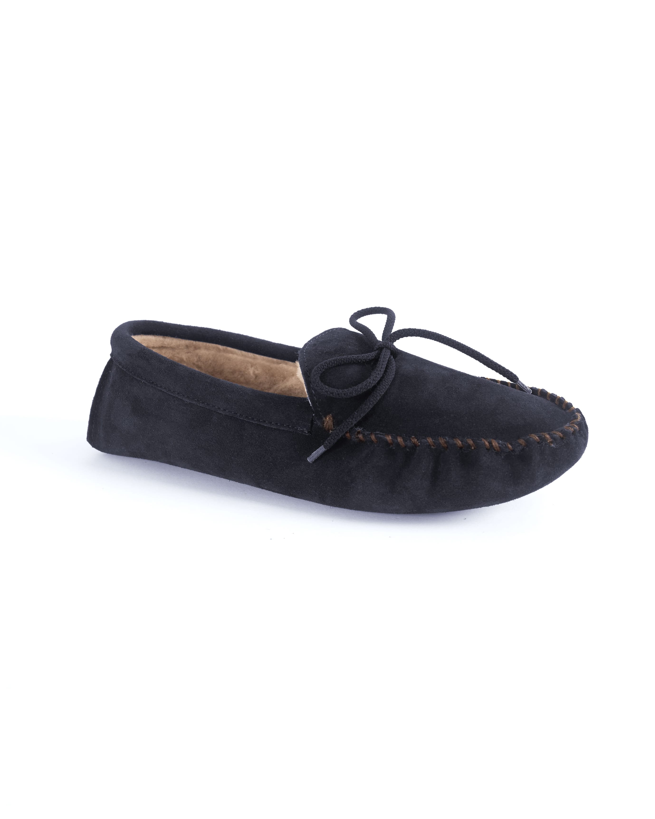Navy | Mens Draper Sheepskin Moccasin Slippers | WoolOvers UK
