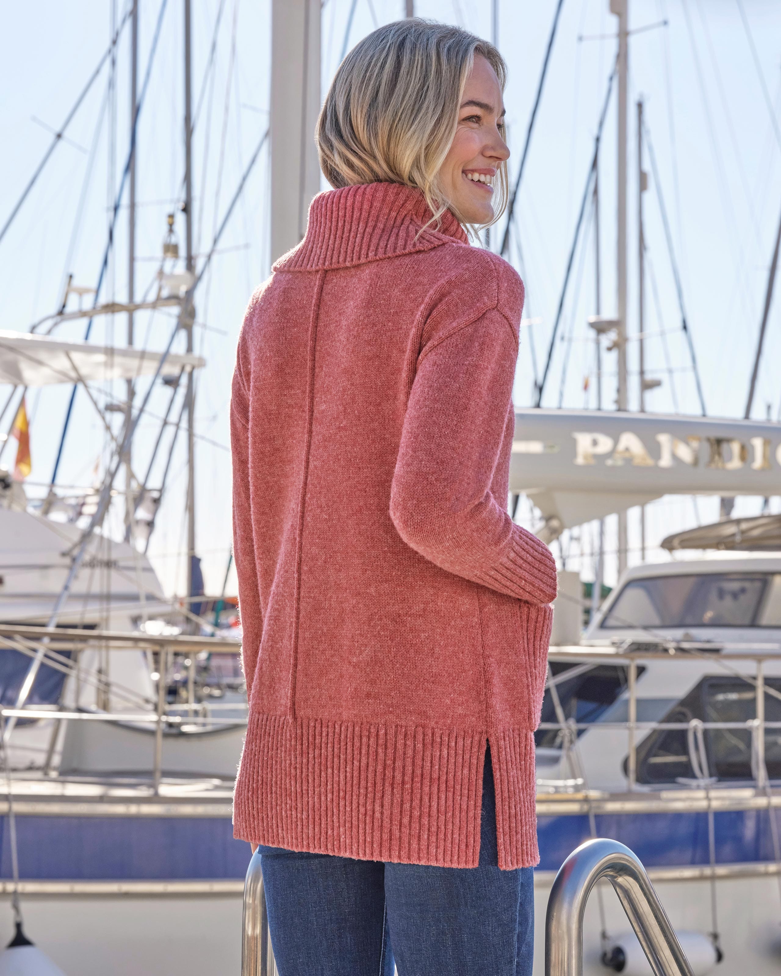 Rust | Cowl Neck Pocket Longline Tunic | WoolOvers UK