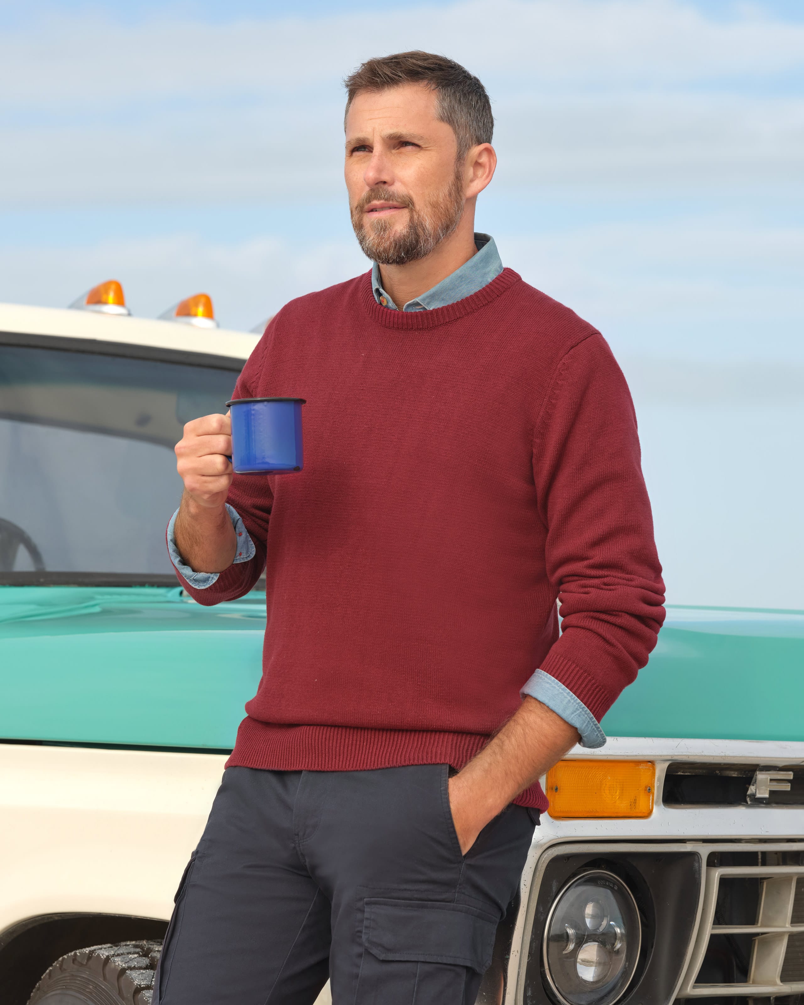 Deep Raspberry | Organic Cotton Basic Crew Neck | WoolOvers AU