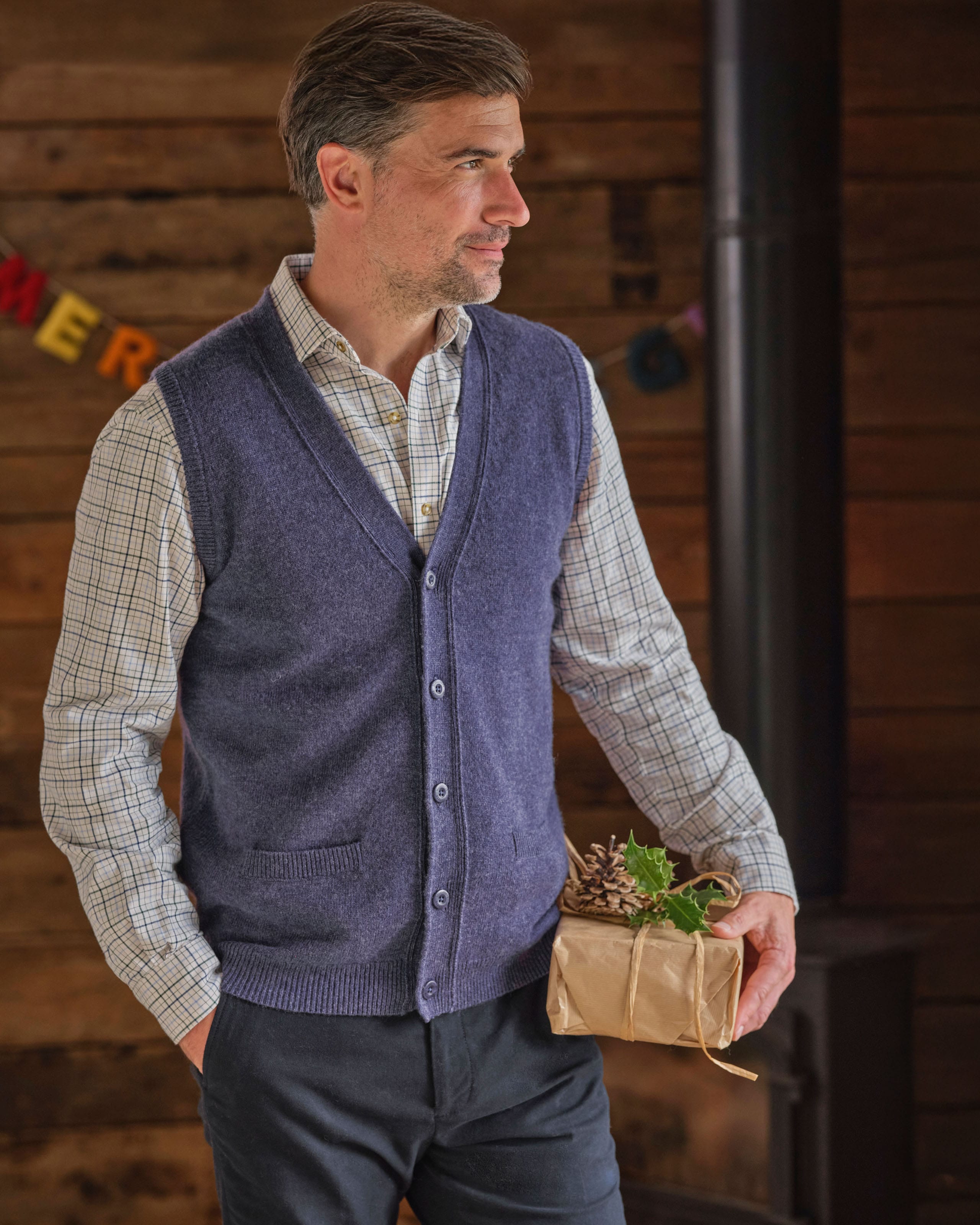 Charcoal | Mens Lambswool Vest | WoolOvers US
