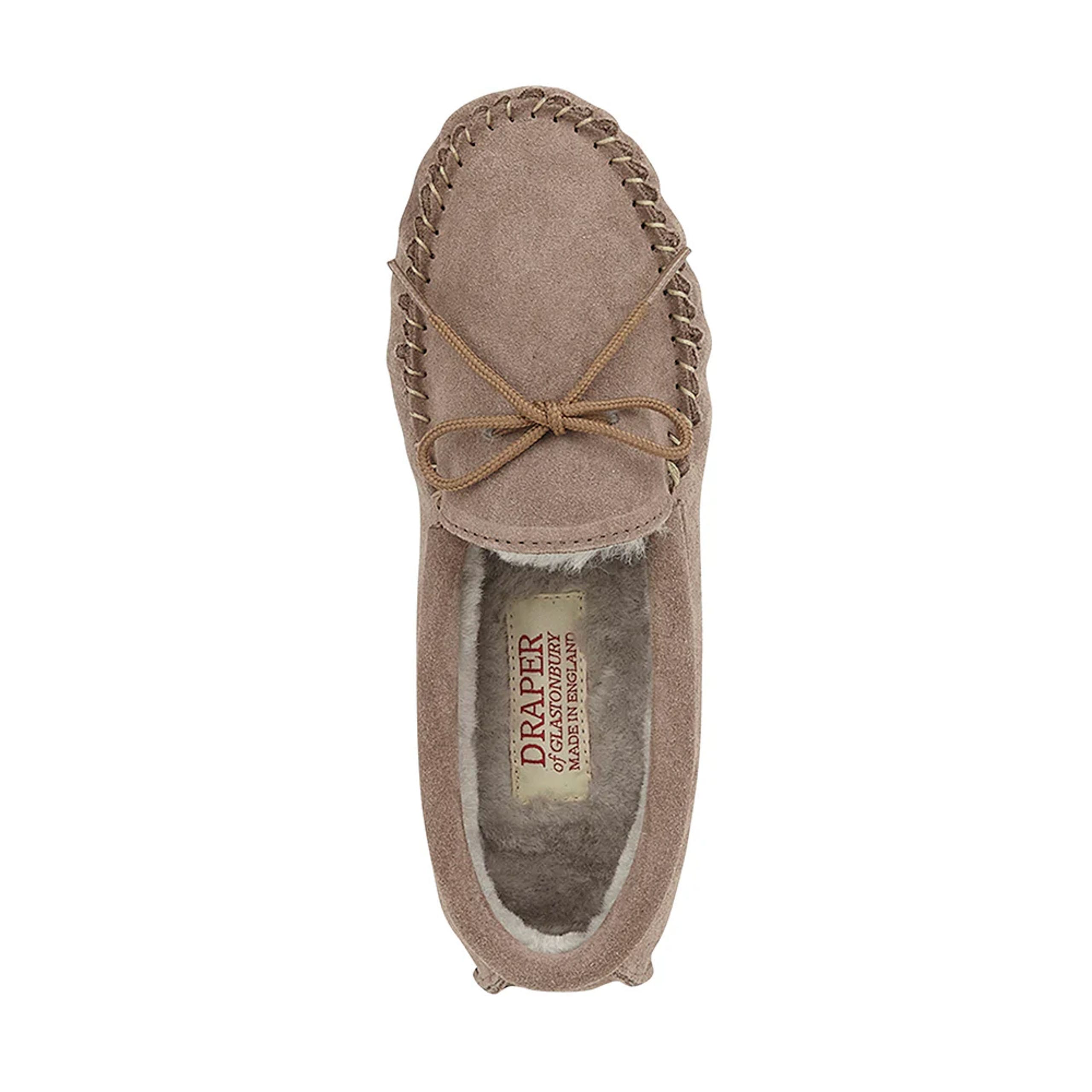 Taupe | Womens Draper Sheepskin Moccasin Slippers | WoolOvers UK