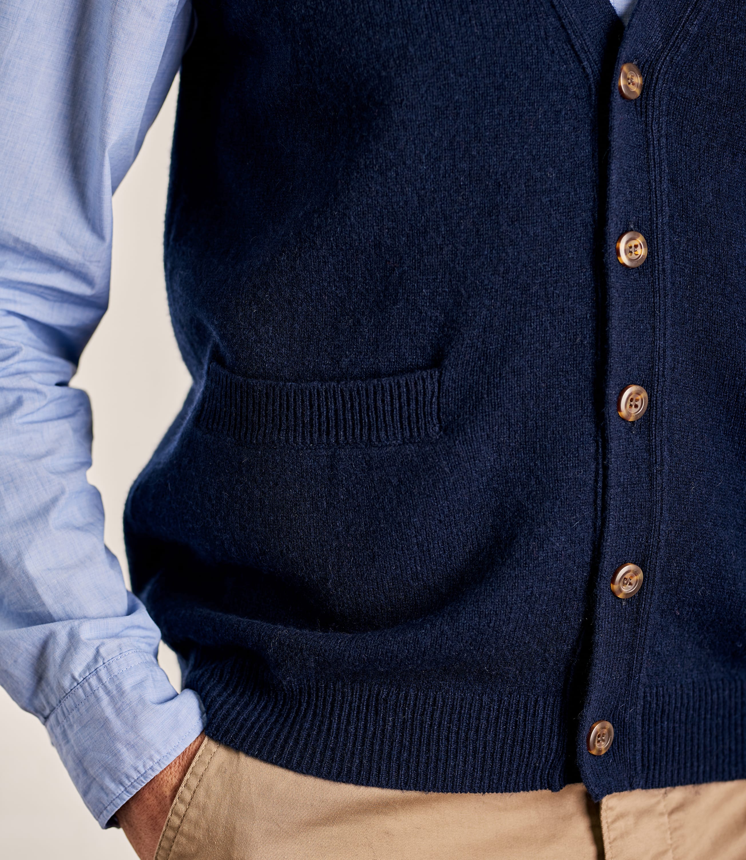Navy Mens Lambswool Knitted Waistcoat Woolovers Au