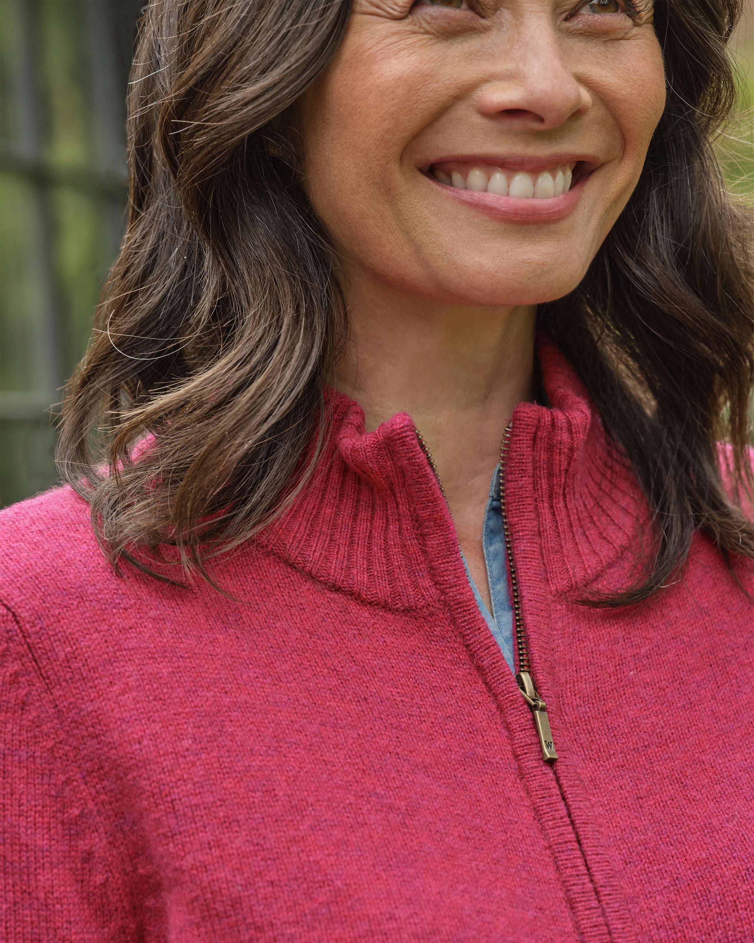 Berry Juice | Lambswool Zip Thru Cardigan | WoolOvers UK