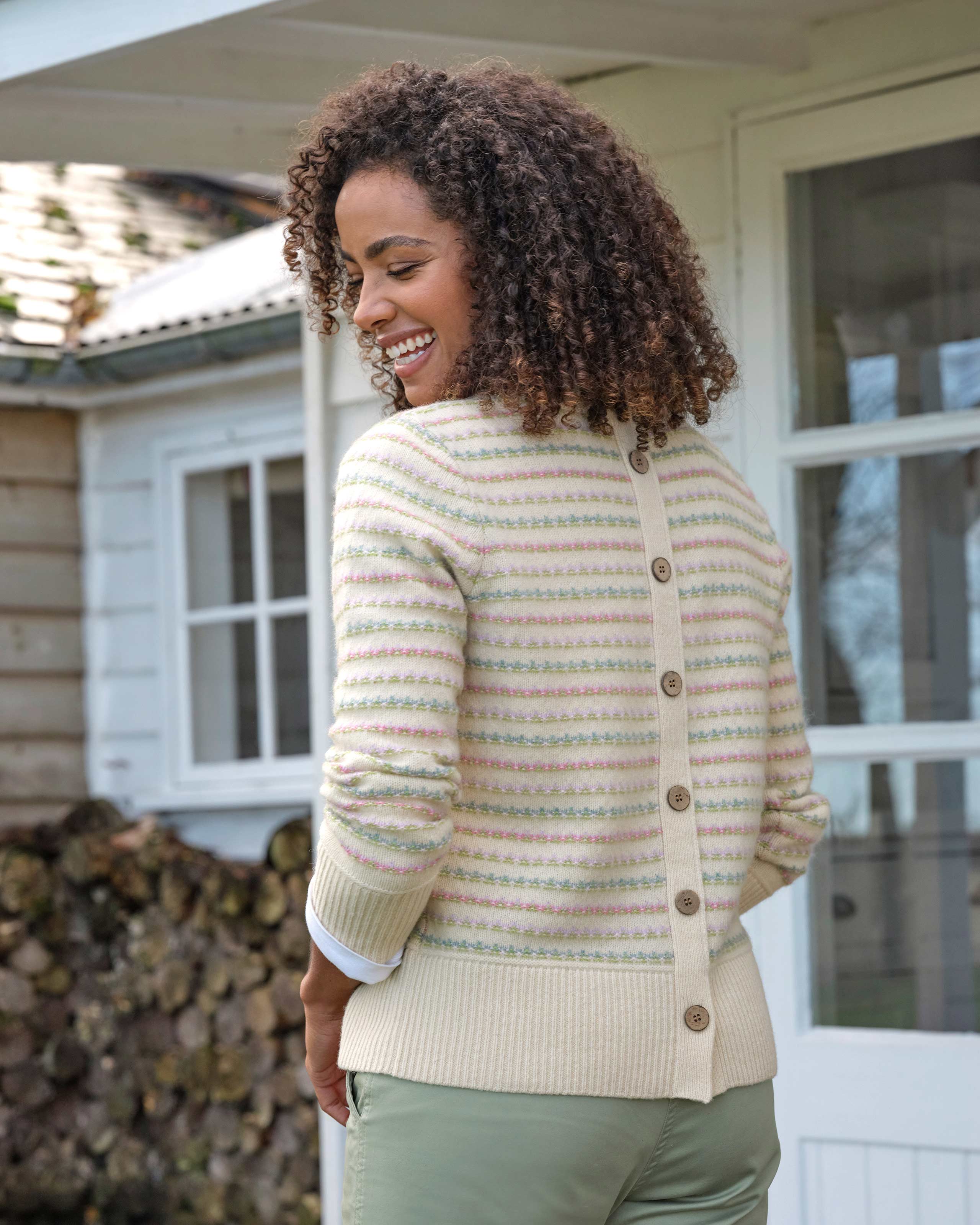 Cream Multi | Pretty Stripe Jumper | WoolOvers AU