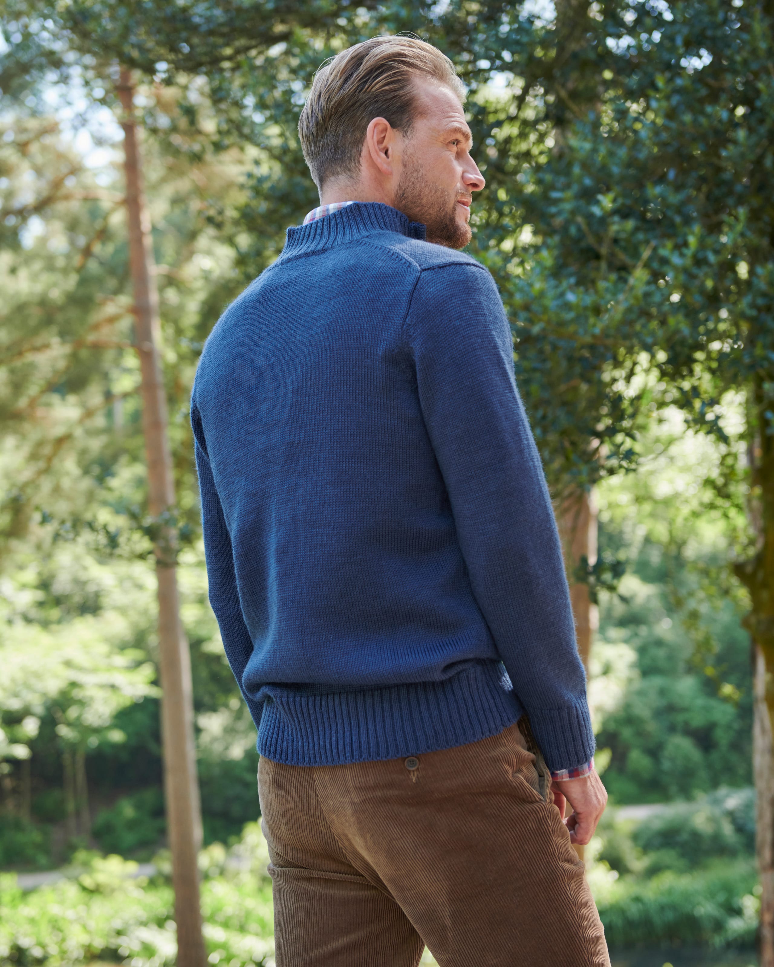 Blue Sea | 100% Pure Wool Country Zip Neck Jumper | WoolOvers AU