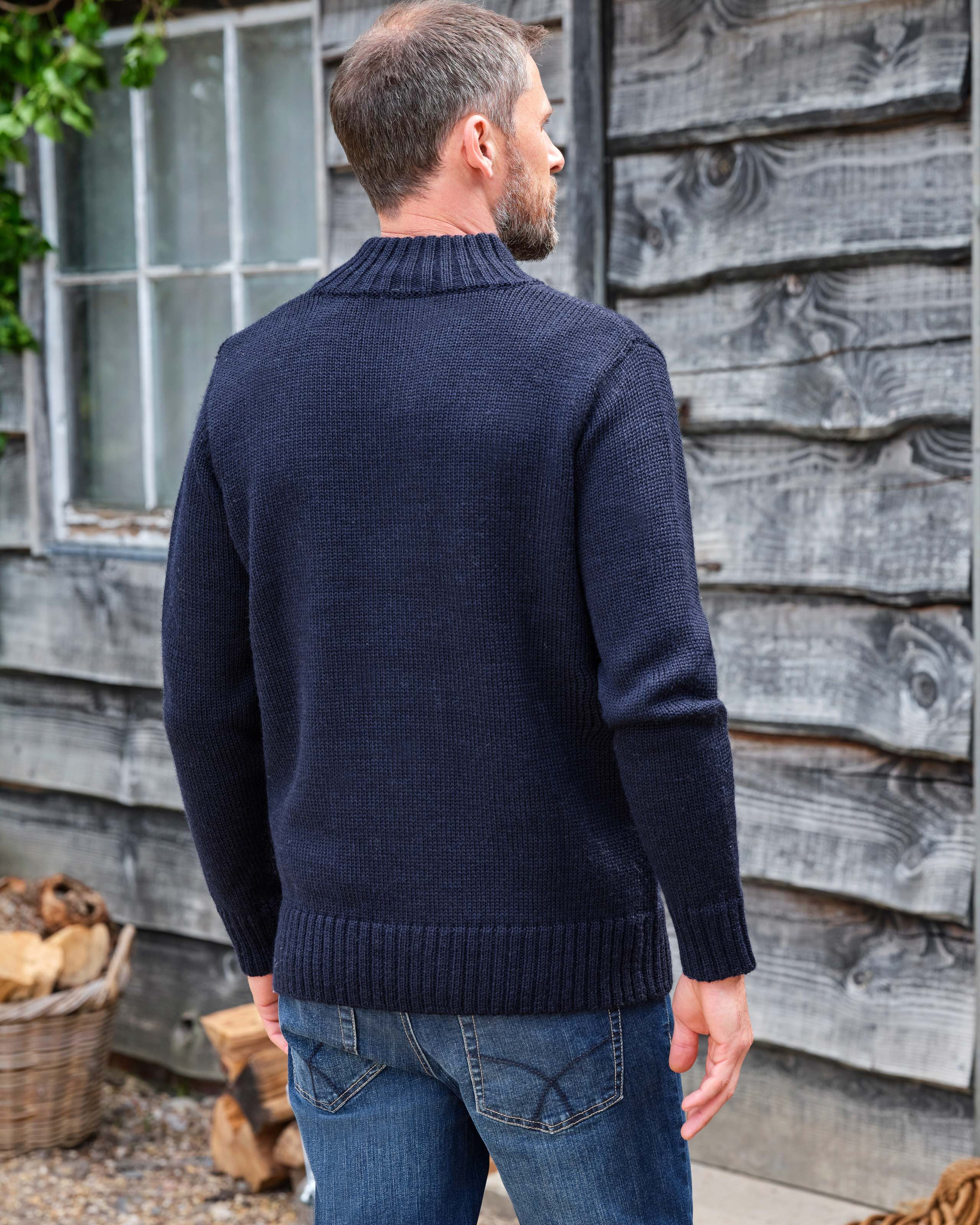 Dark Navy | 100% Pure Wool Button Everyday Cardigan | WoolOvers UK