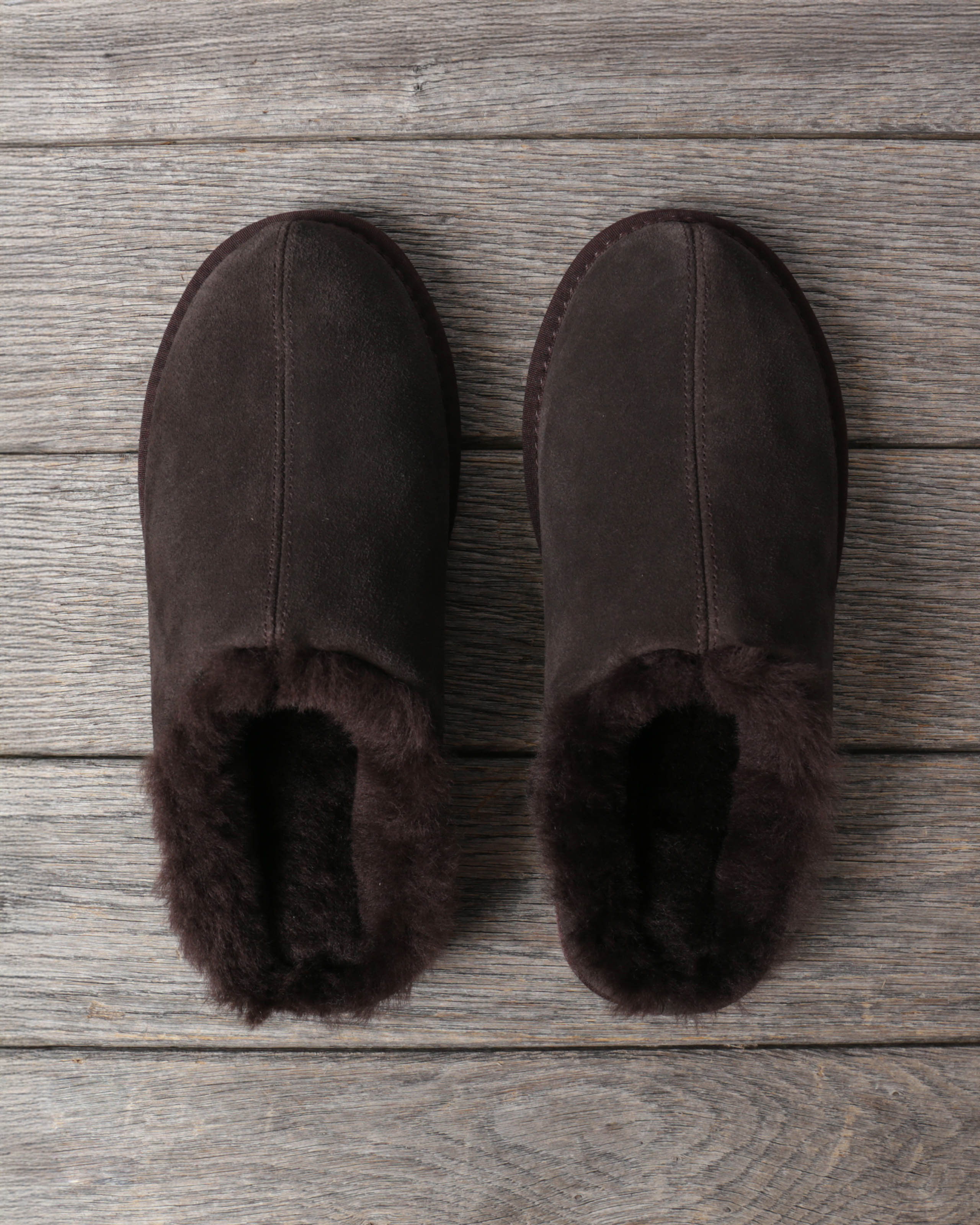 Chocolate | Suede & Sheepskin Mule | WoolOvers UK