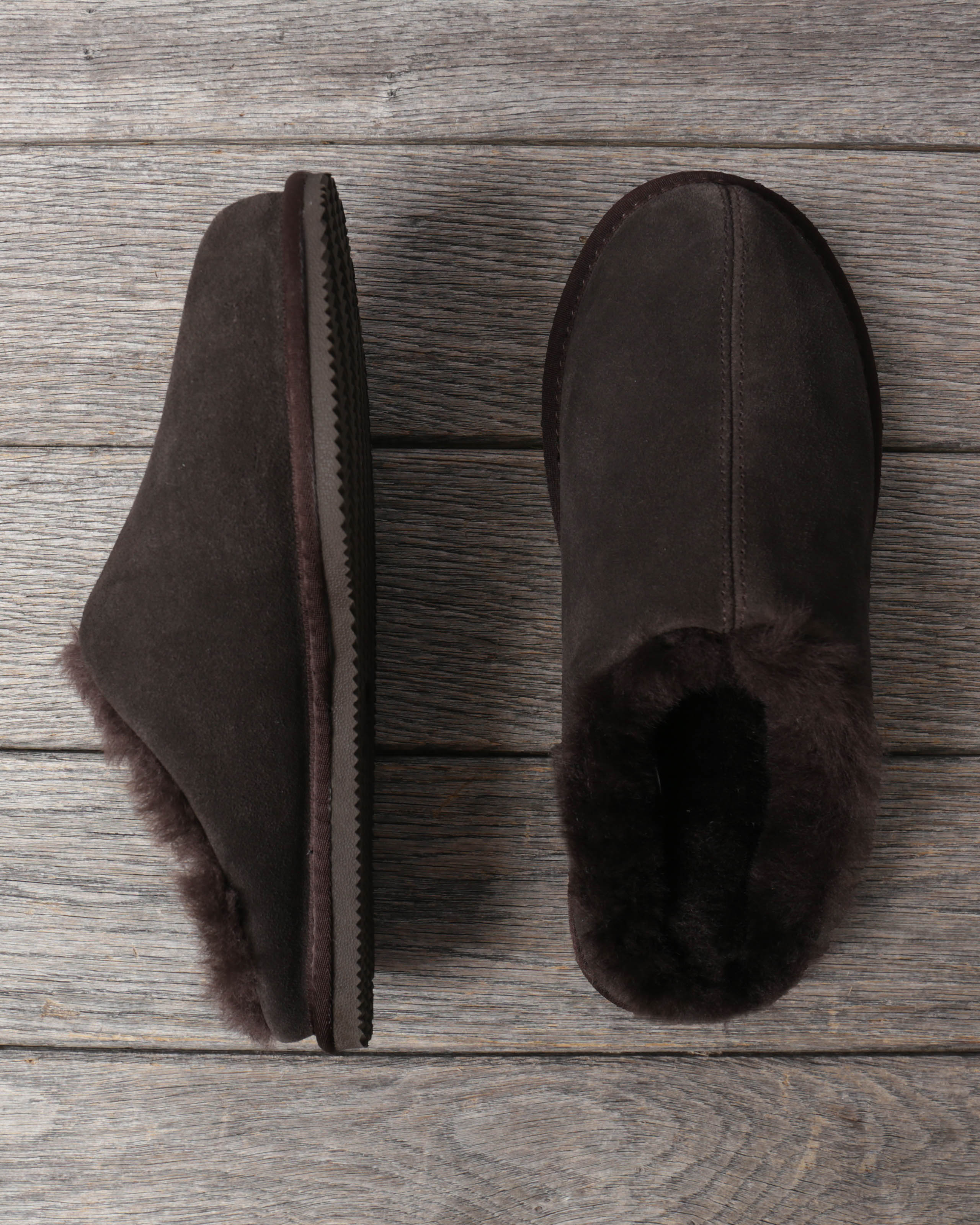 Chocolate | Suede & Sheepskin Mule | WoolOvers UK