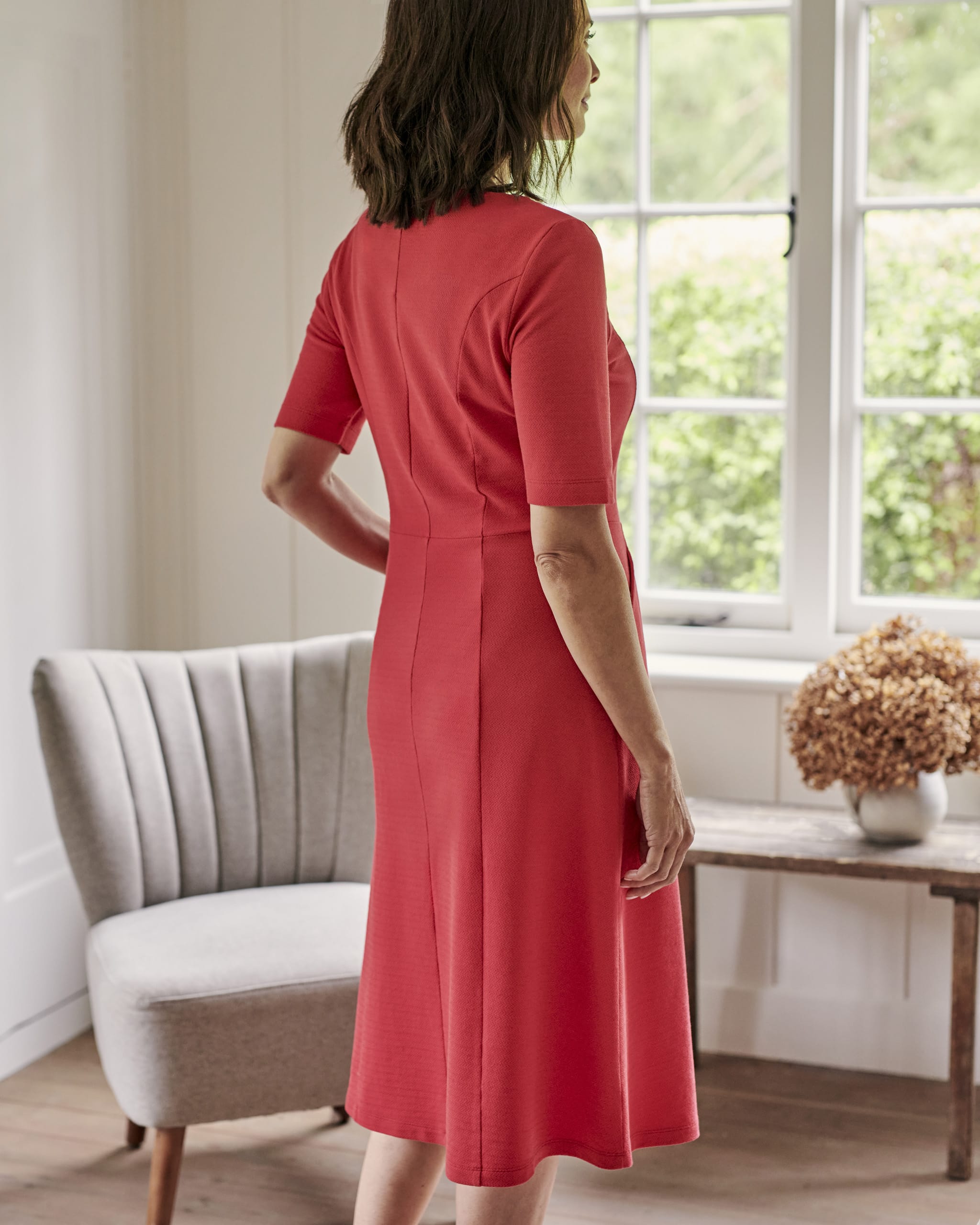 Morello Red | Textured Fit & Flare Dress | WoolOvers AU